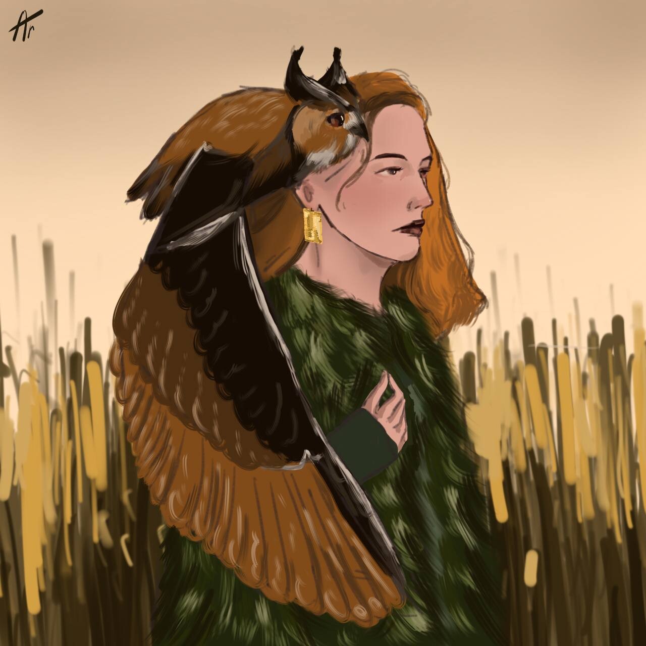 ArtStation - owl and girl