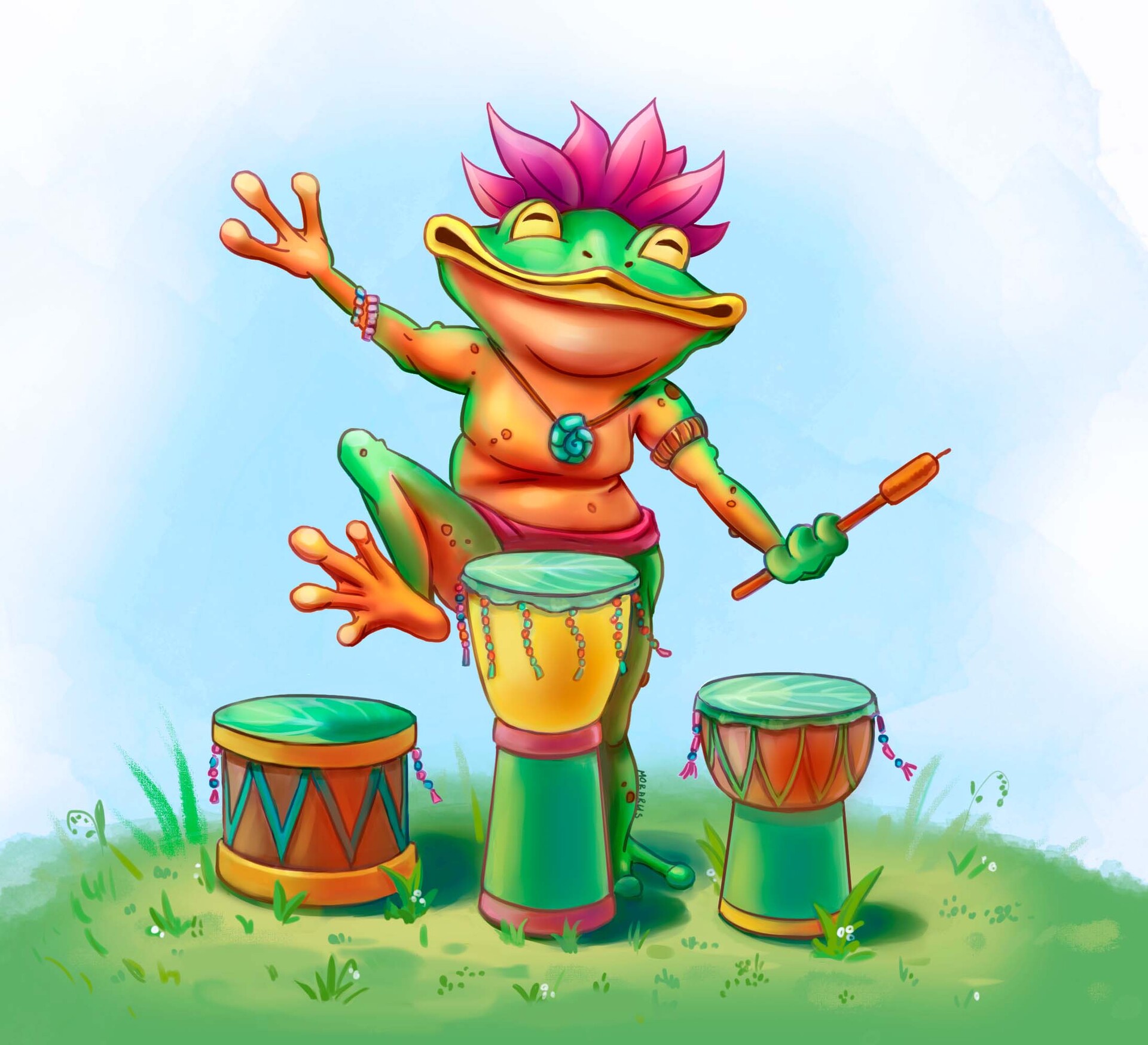 ArtStation - Happy Drummer Frog