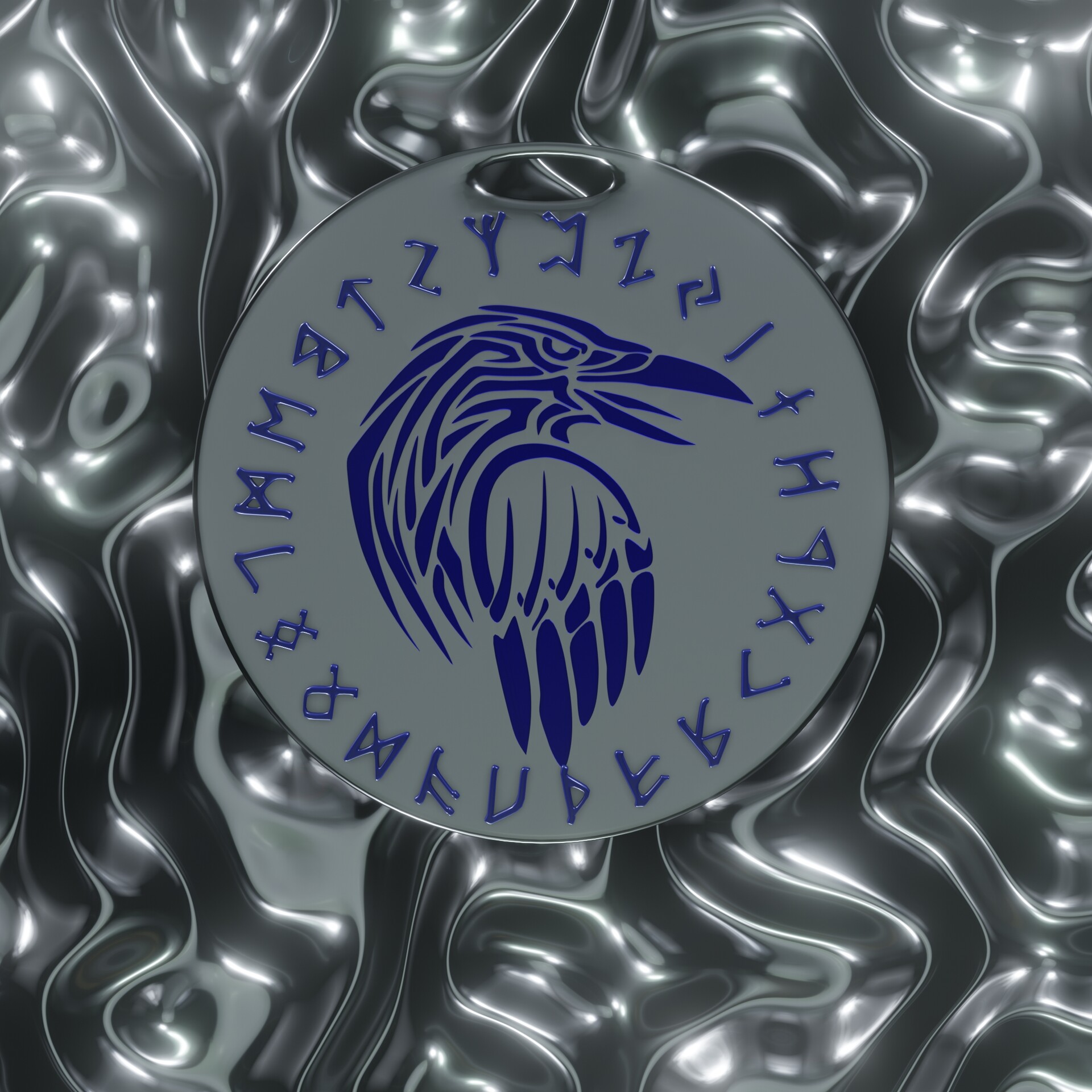 ArtStation - Raven/runes KeyChain (3d-printed)