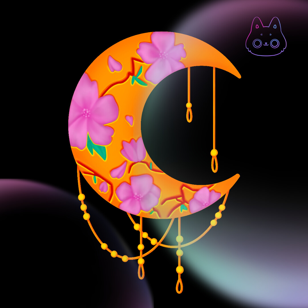ArtStation - glowing moon in casual 2d style