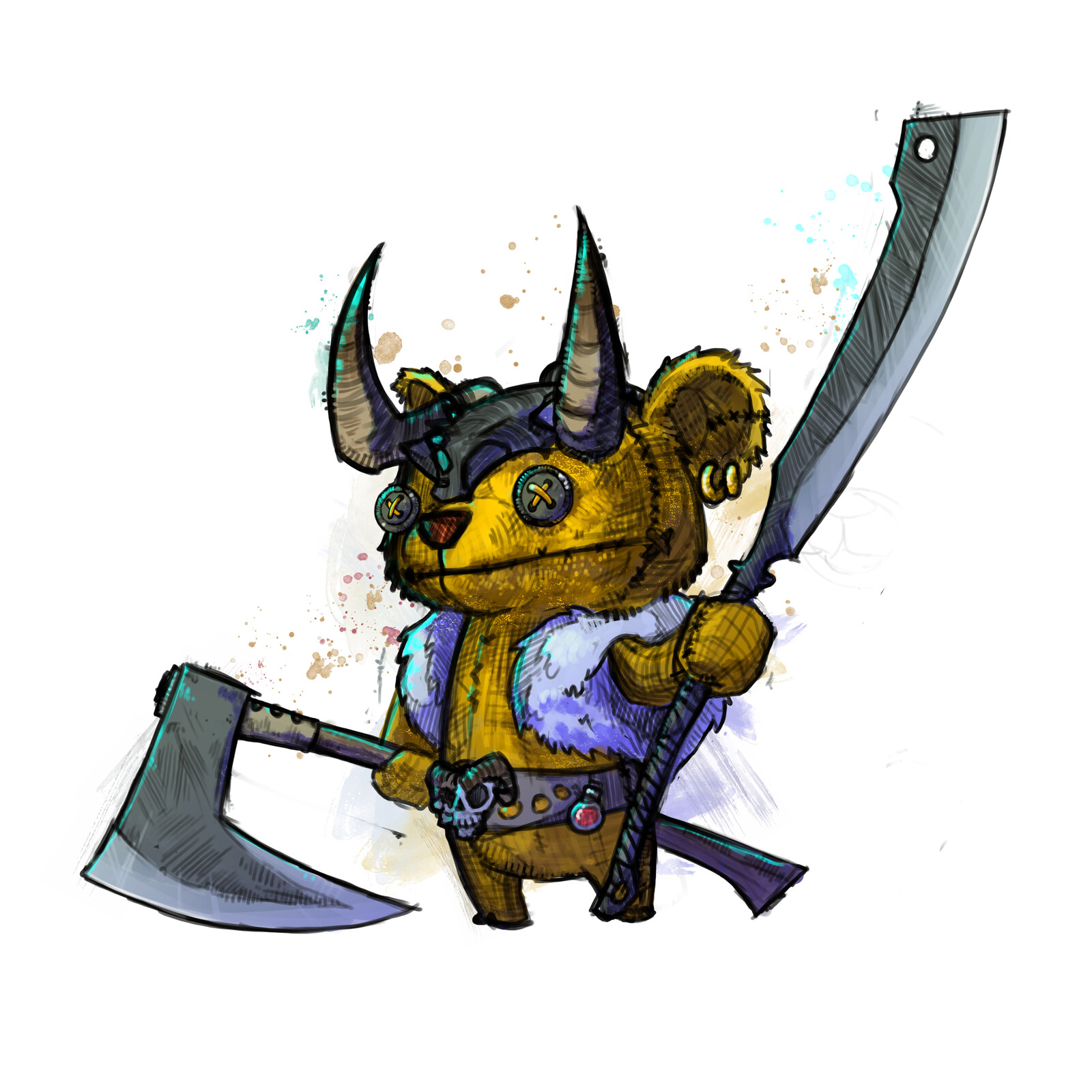 Nicholas "Rookzer0" - Poppet character design - Teddybear barbarian