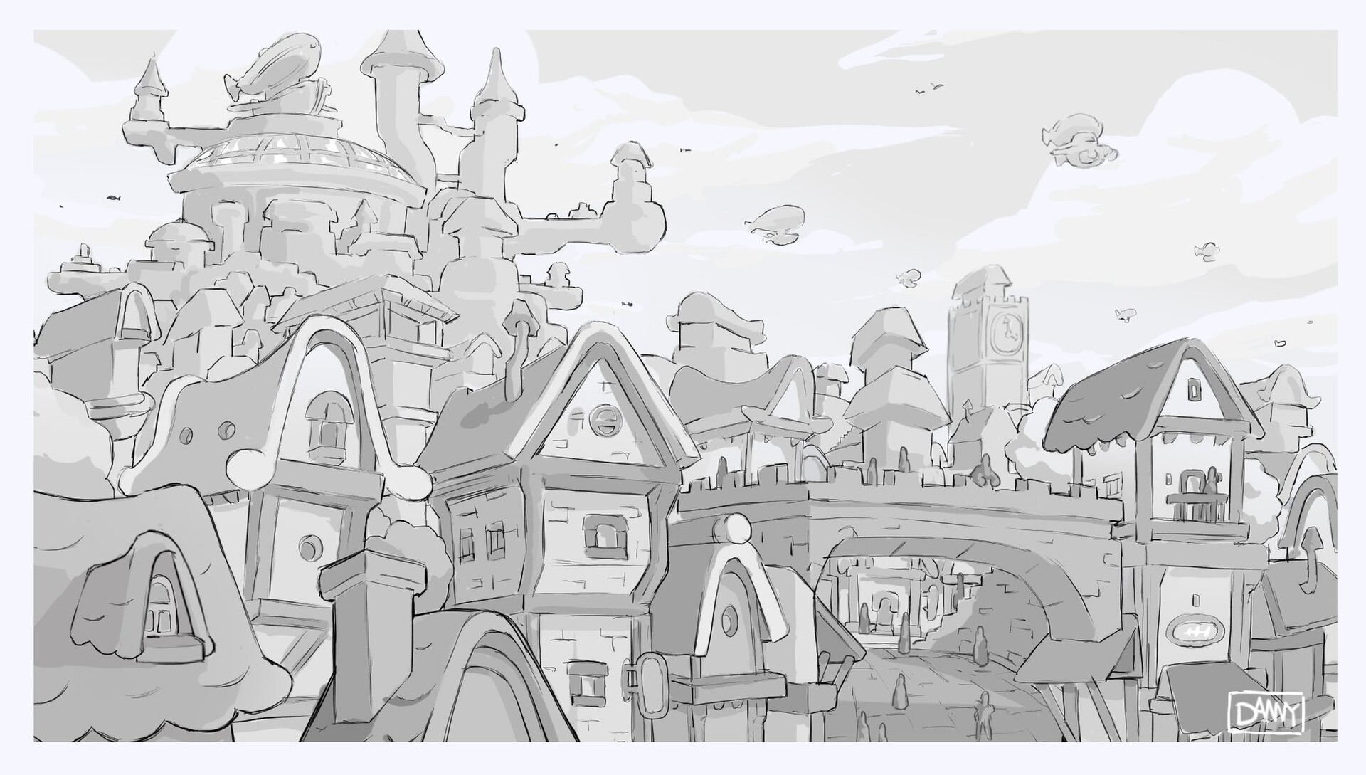 ArtStation - Fantasy town concept