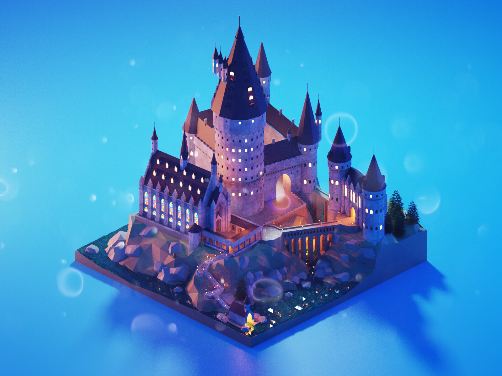 ArtStation - Hogwarts castle, Minimal Isometric.