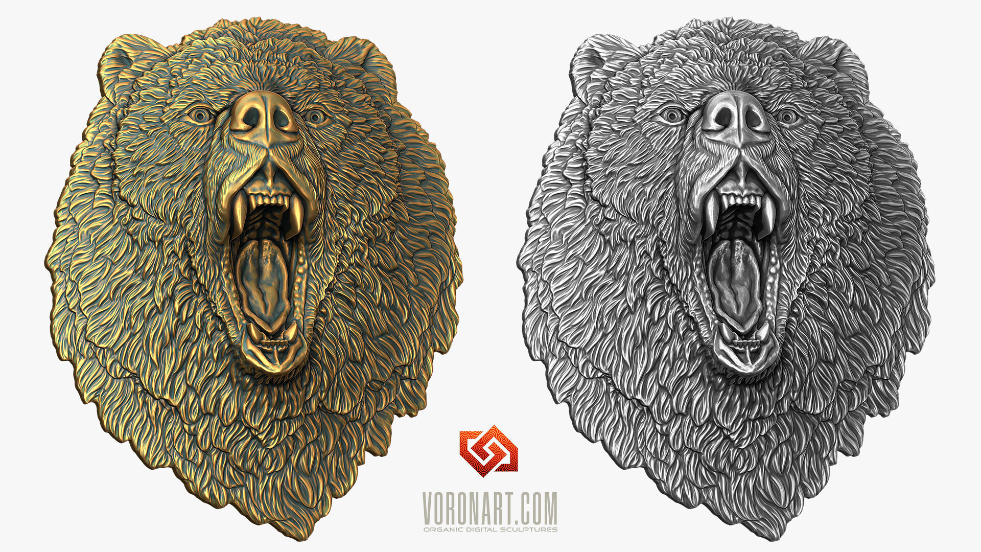 Nikolai Vorobev - Angry Bear head sculpture bas-relief 3d-model