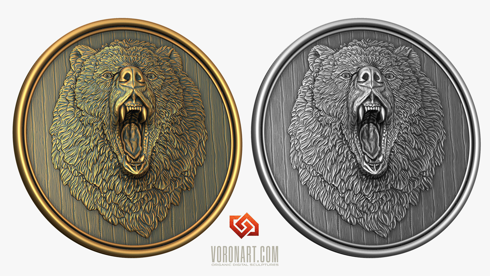 Nikolai Vorobev - Angry Bear head sculpture bas-relief 3d-model