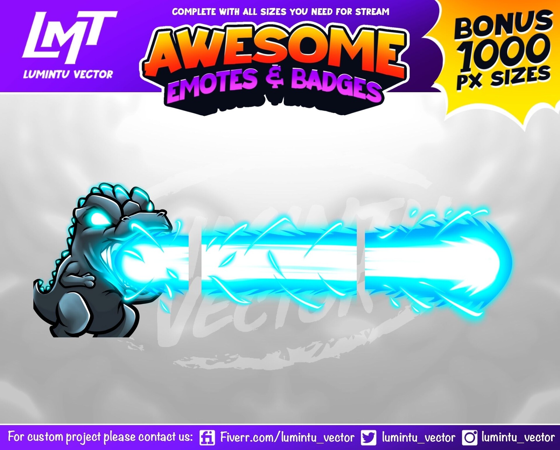 ArtStation - Godzilla Atomic Breath Twitch Emotes - Chibi Minizilla ...