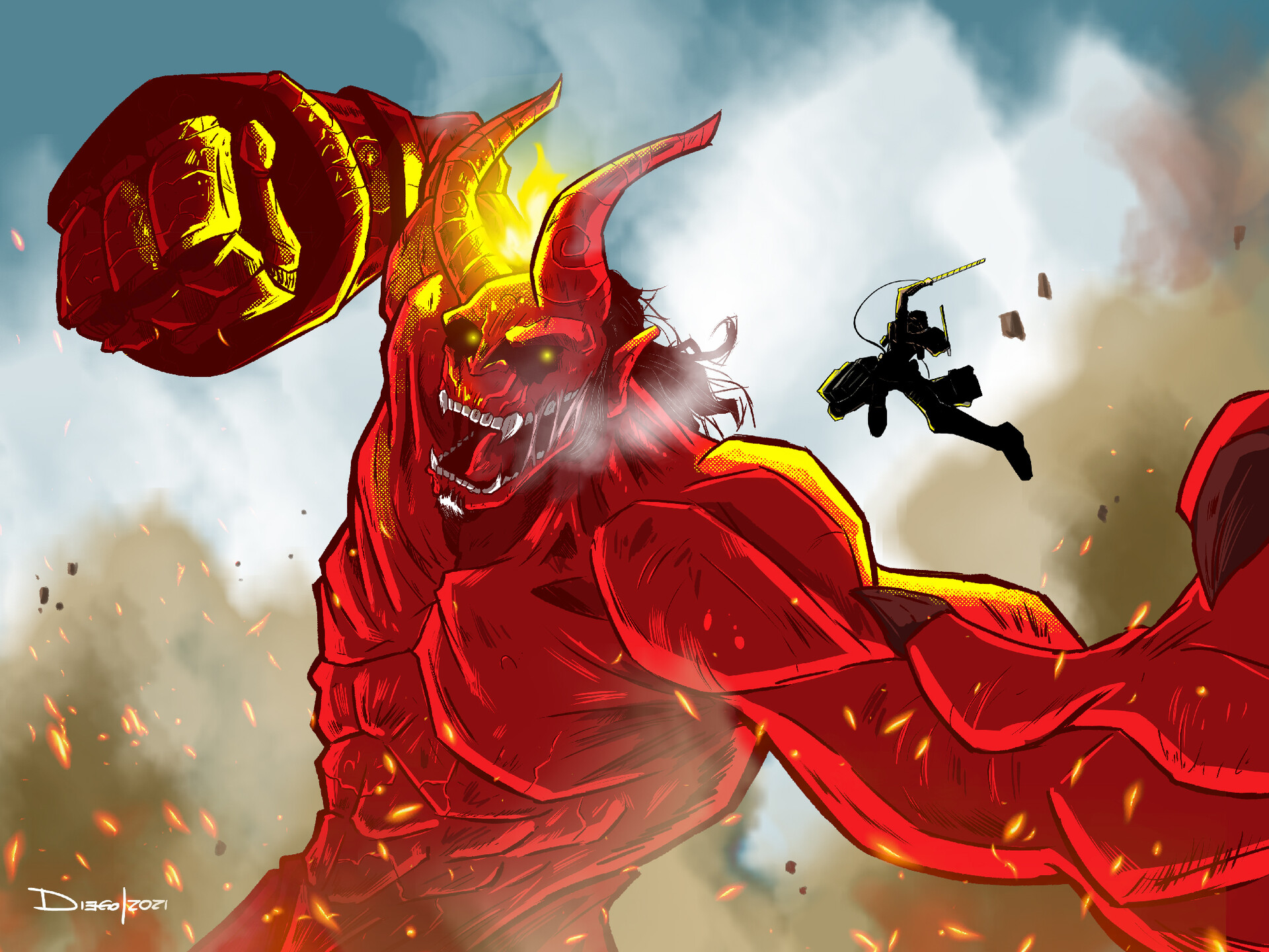 ArtStation - Hellboy vs Attack on Titan