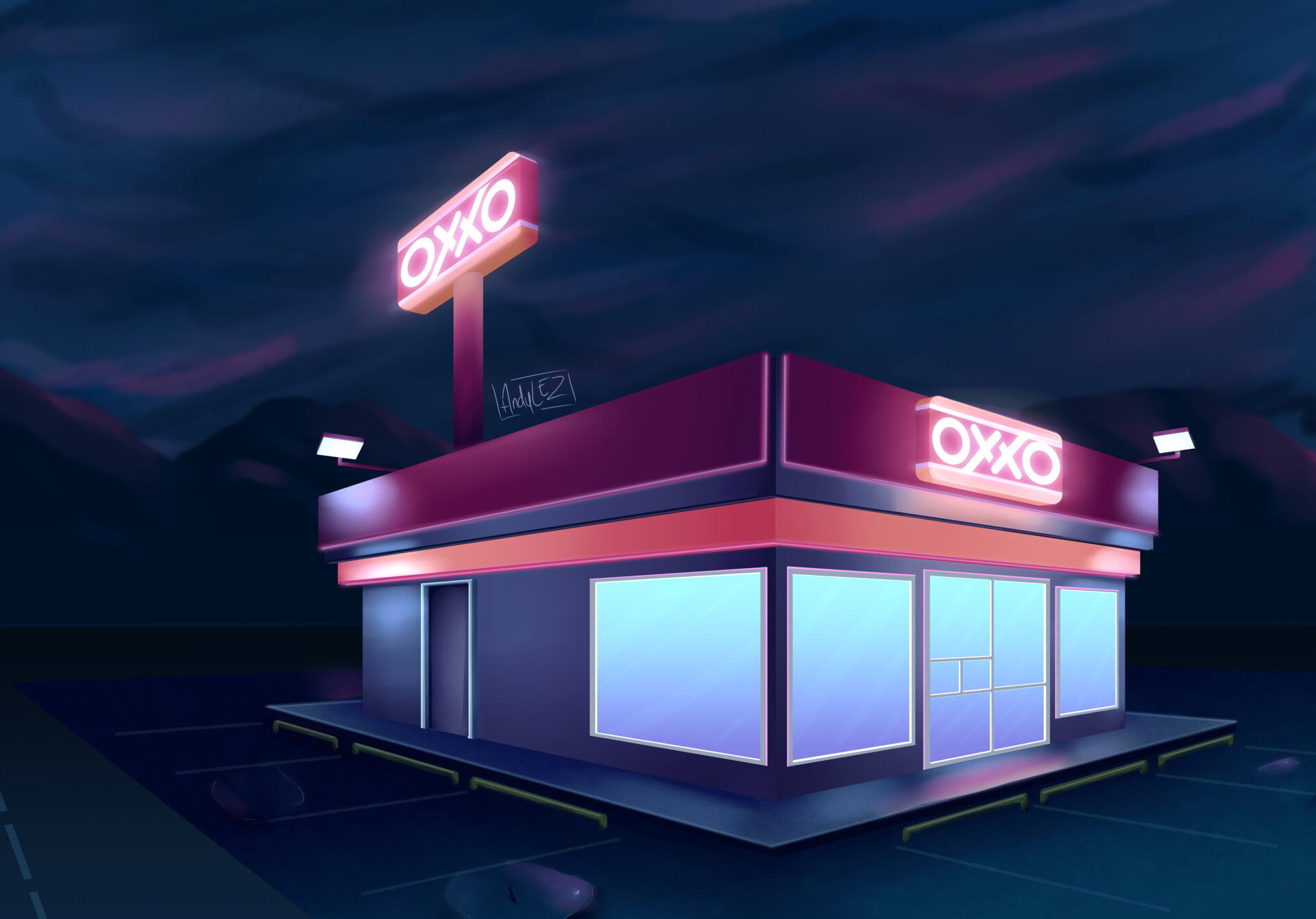 ArtStation - Oxxo at night