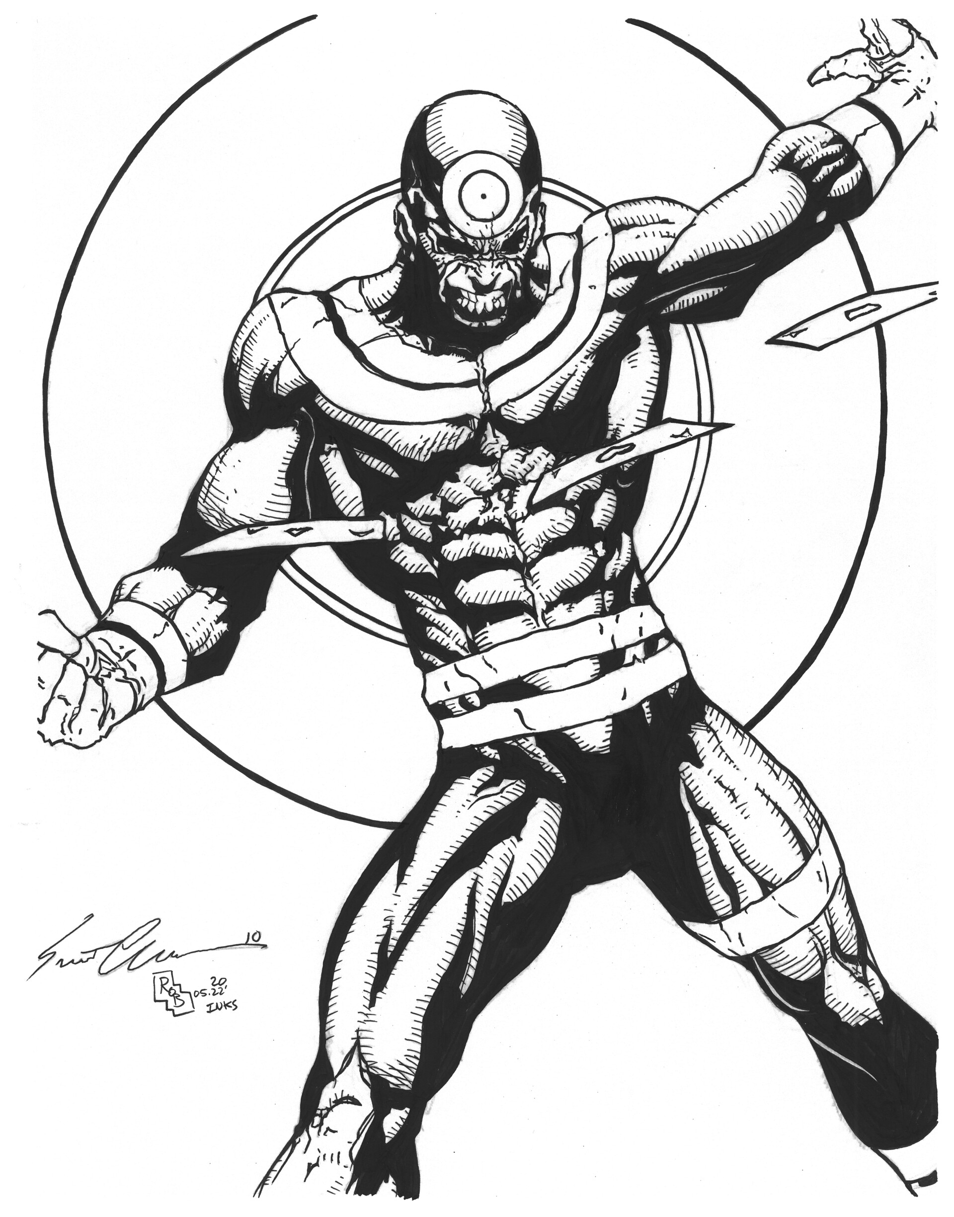 ArtStation - bullseye - traditional inks over scott clark's scanned pencils