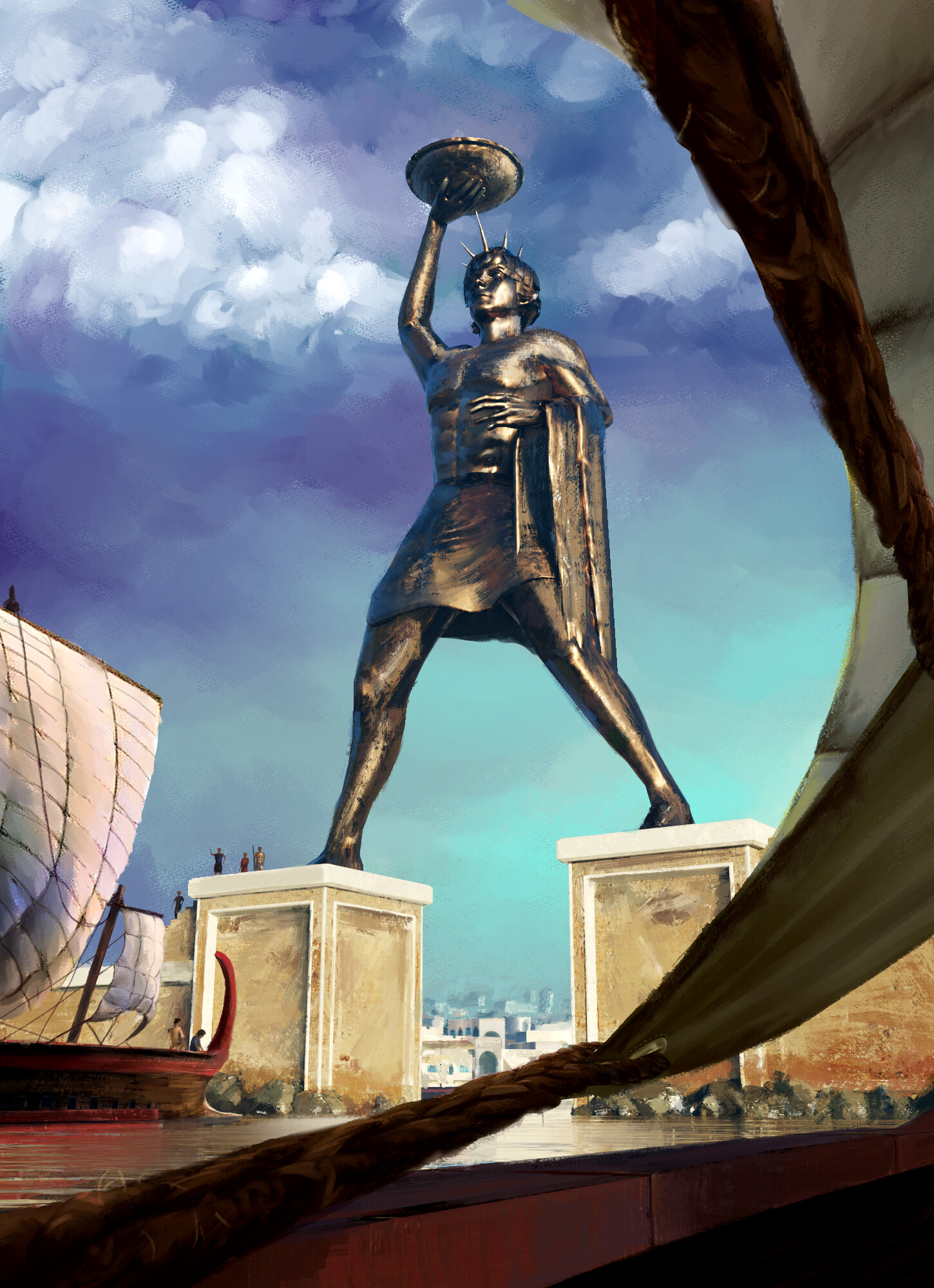 ArtStation - Staring at the Colossus of Rhodes while your ship is ...