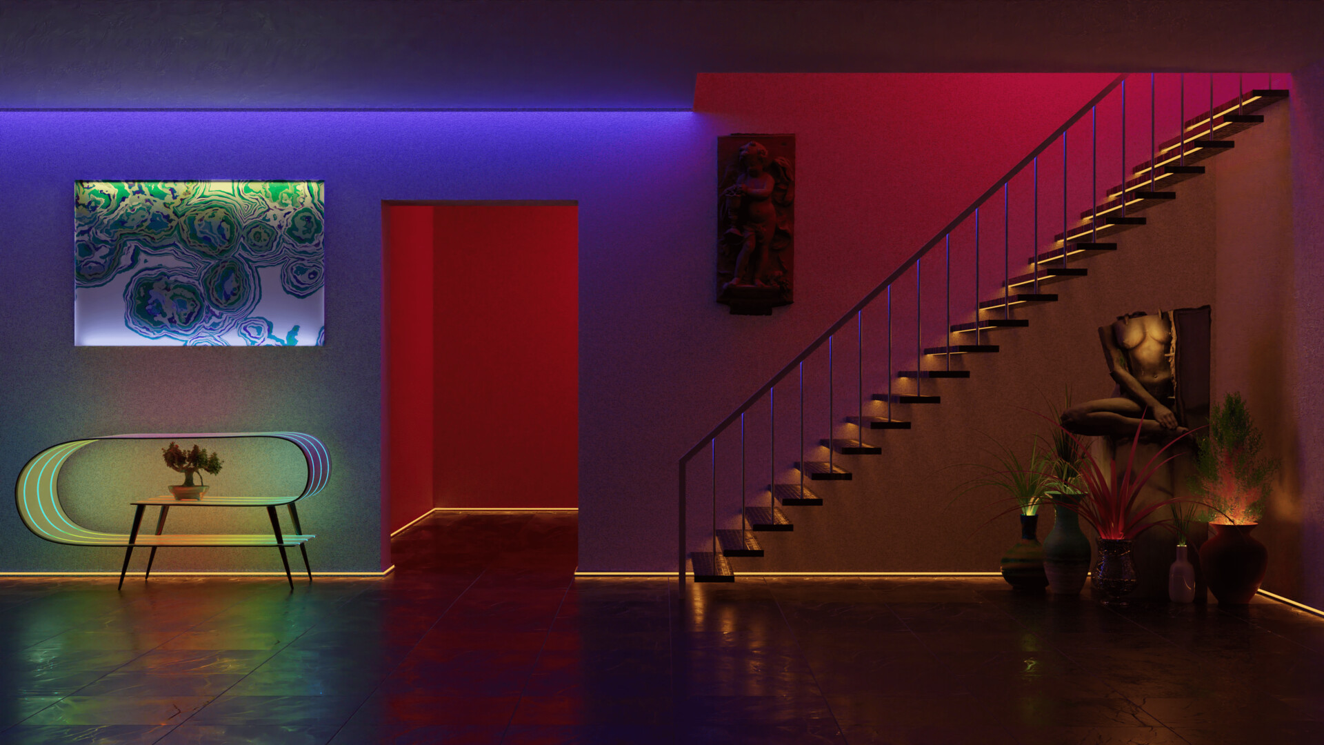 ArtStation - Night neon room
