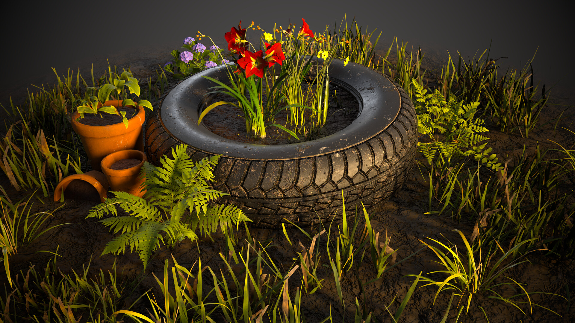 ArtStation - Tire and Pot Prop