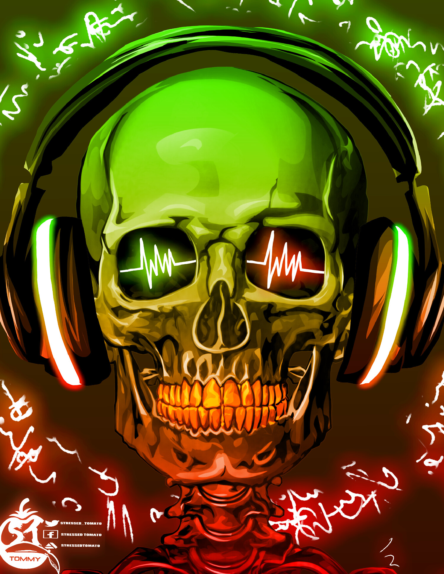 ArtStation - GLOWING SKULL:MUSIC IS LIFE
