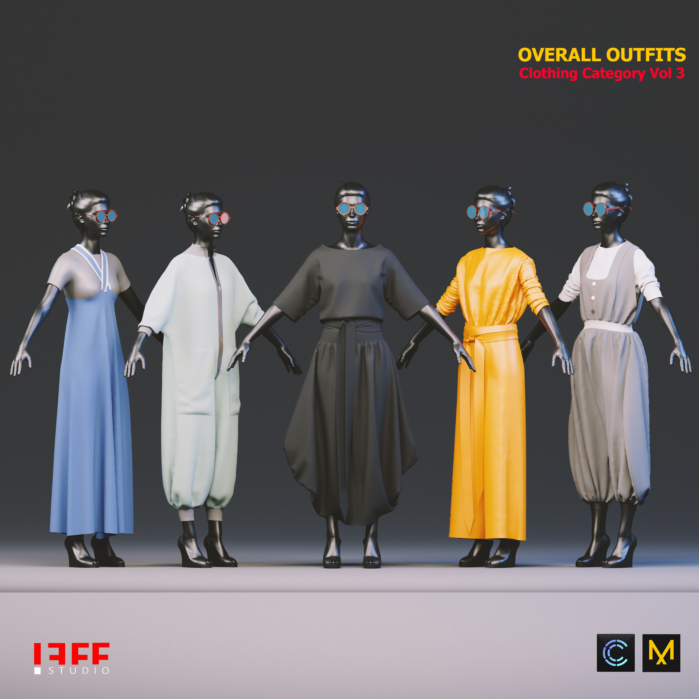 Jeff Studio - 5 OVERALL OUTFITS + 3 GLASSES AS A GIFT / Marvelous ...