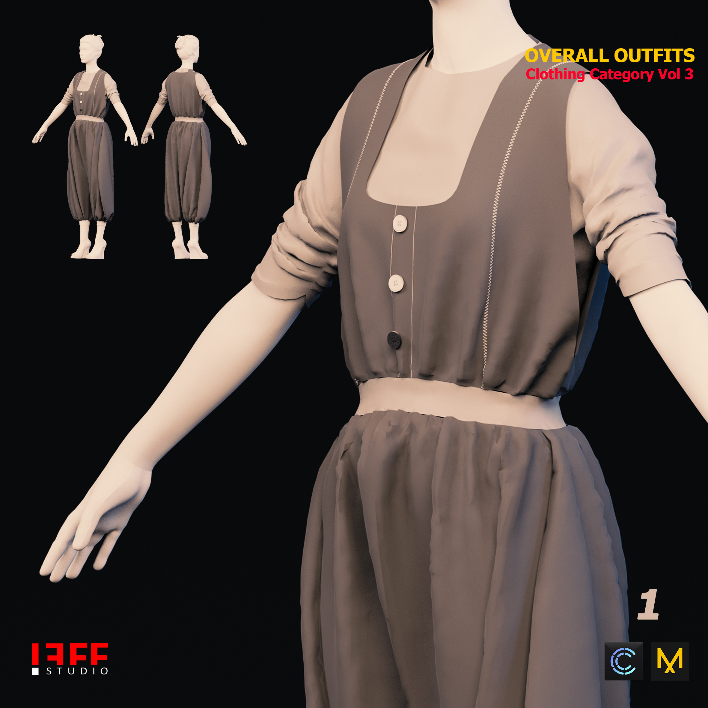 Jeff Studio - 5 OVERALL OUTFITS + 3 GLASSES AS A GIFT / Marvelous ...