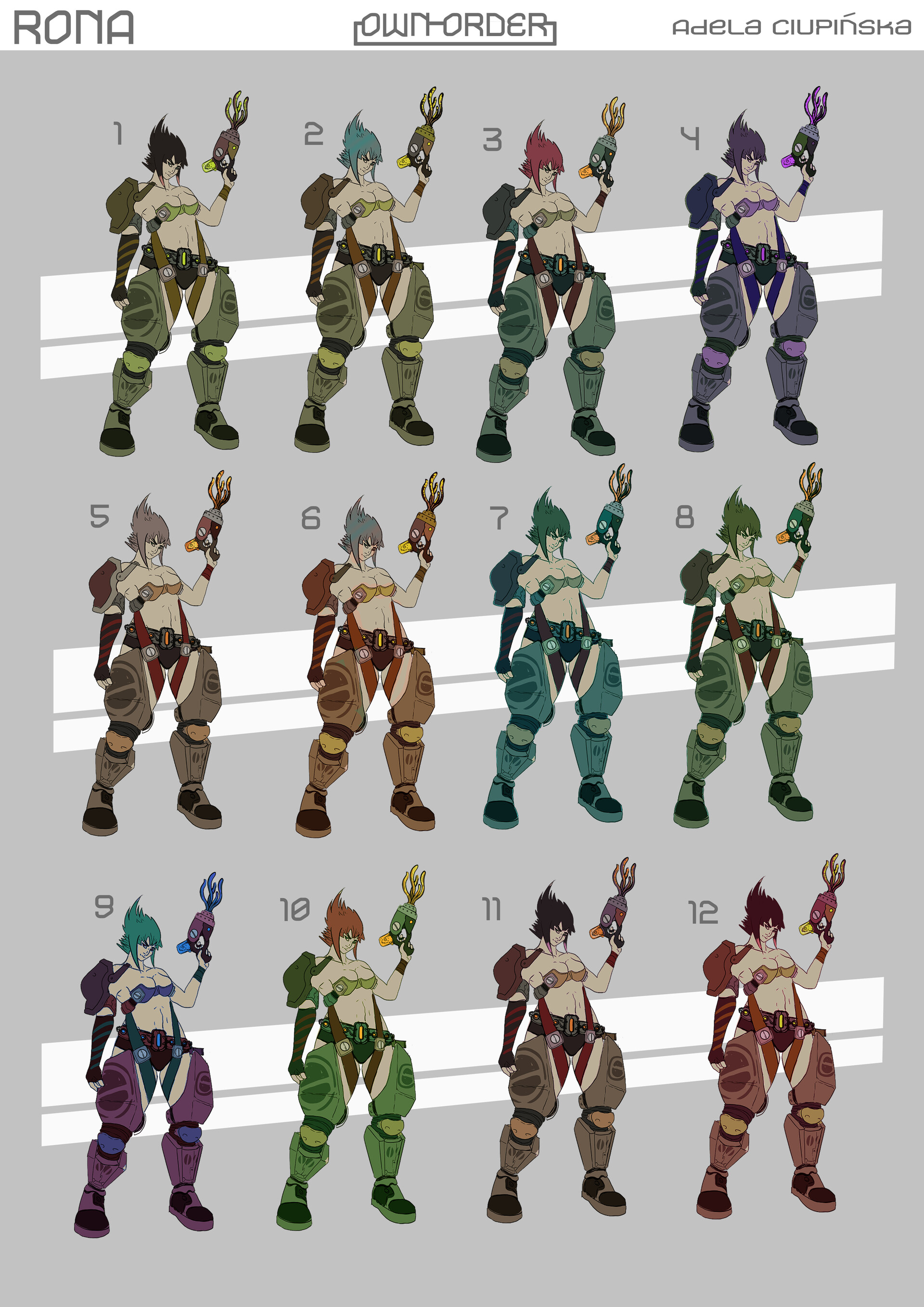 ArtStation - Rona - character design - colour options