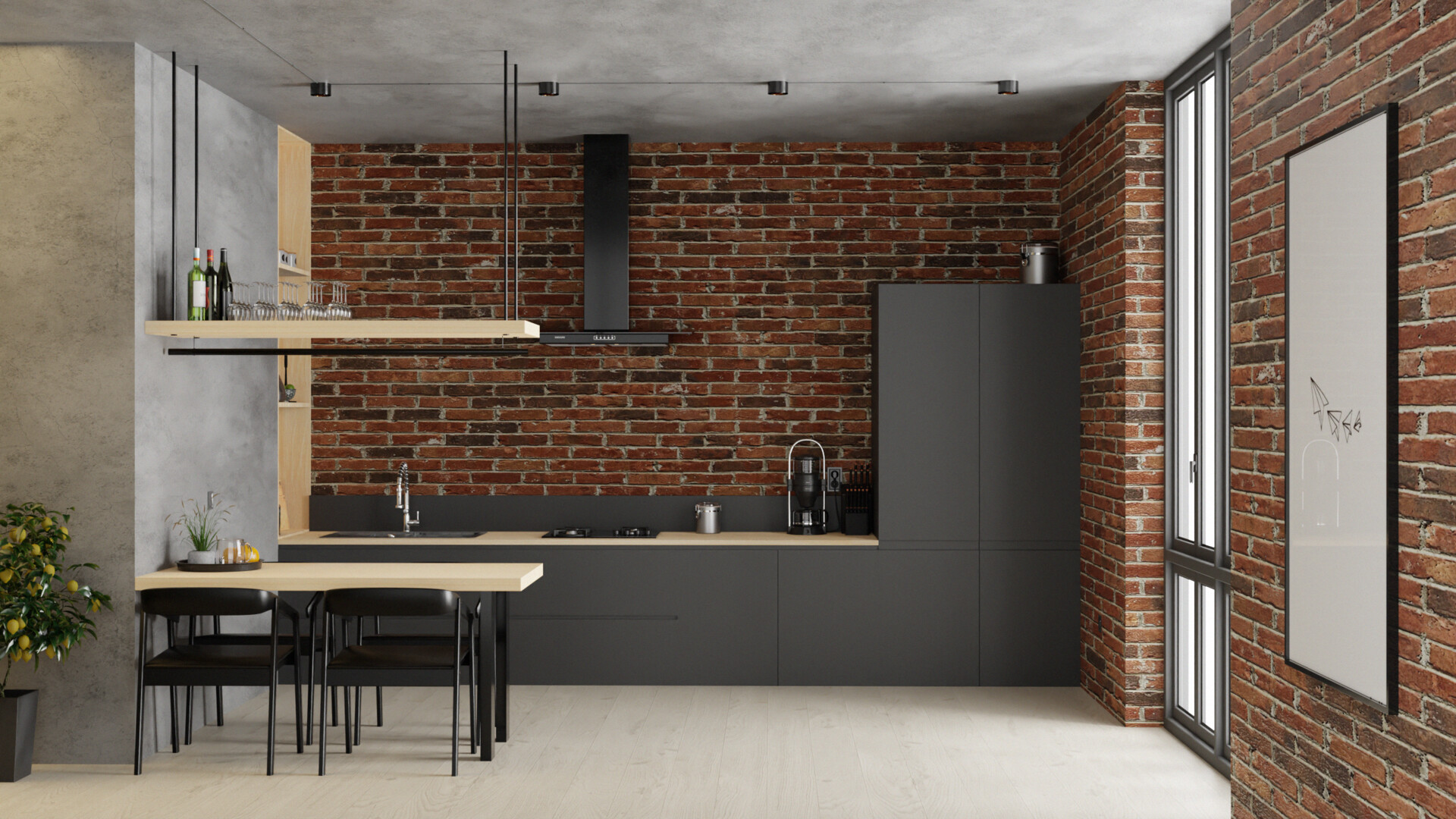 ArtStation - Modern Black Kitchen Design