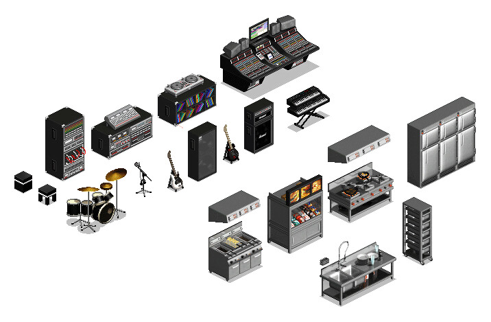 ArtStation - Pixel art - Recording studio & Fast food objects serie