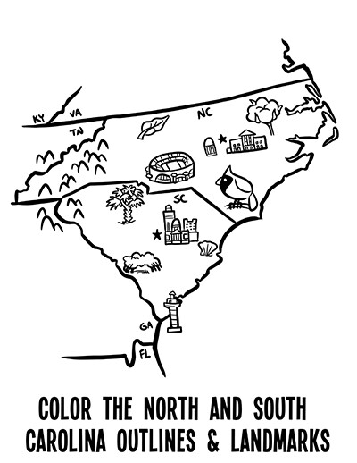 north carolina map coloring page