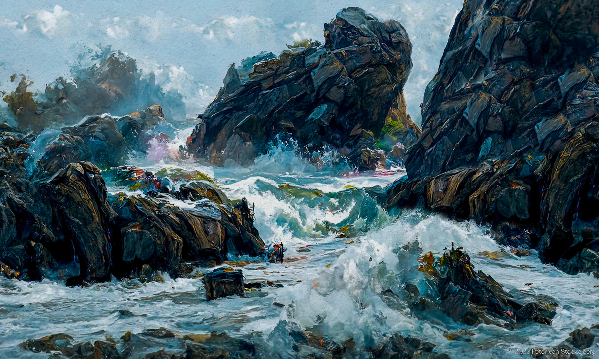 ArtStation - Waves Breaking on the Rocks