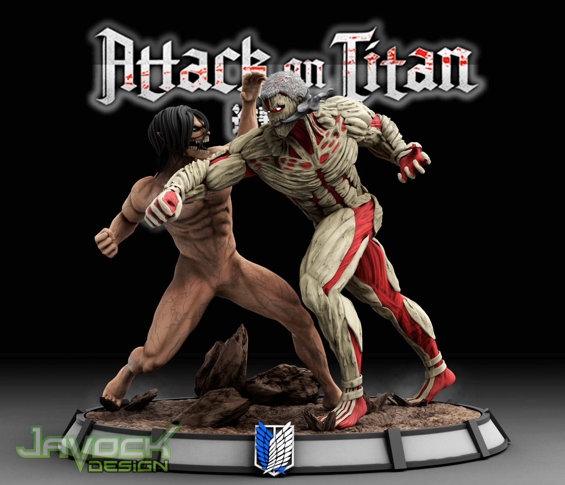 attack on titan 3d render