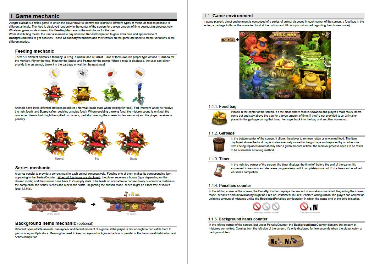 ArtStation - Game design - Jungle's games GDD extract 3