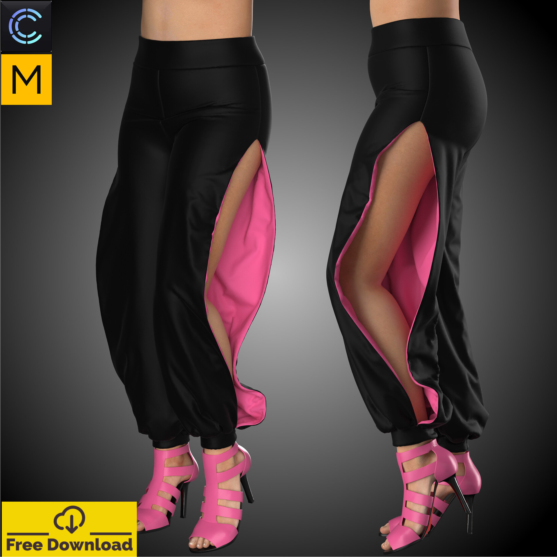 ArtStation - Free Split Side Full Length Tango Pants
