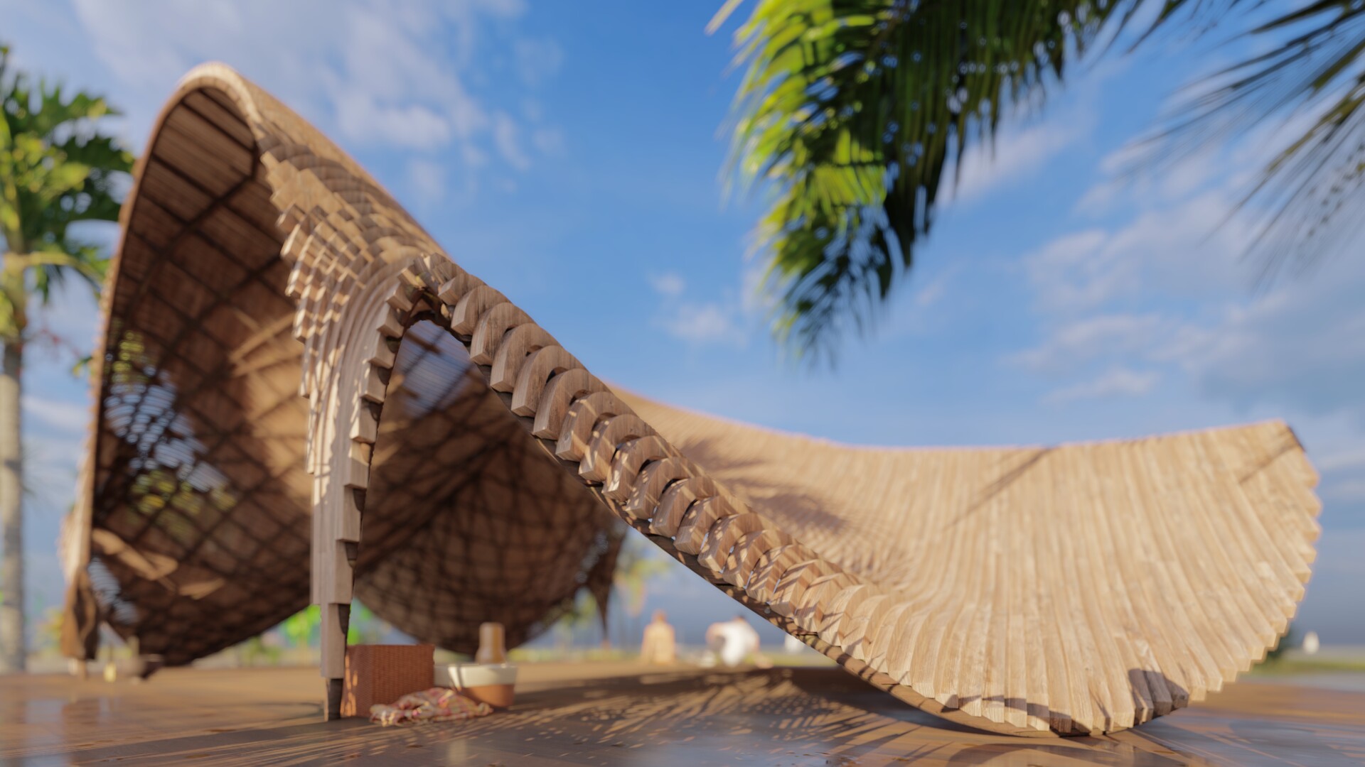ArtStation - curved wood beach roof