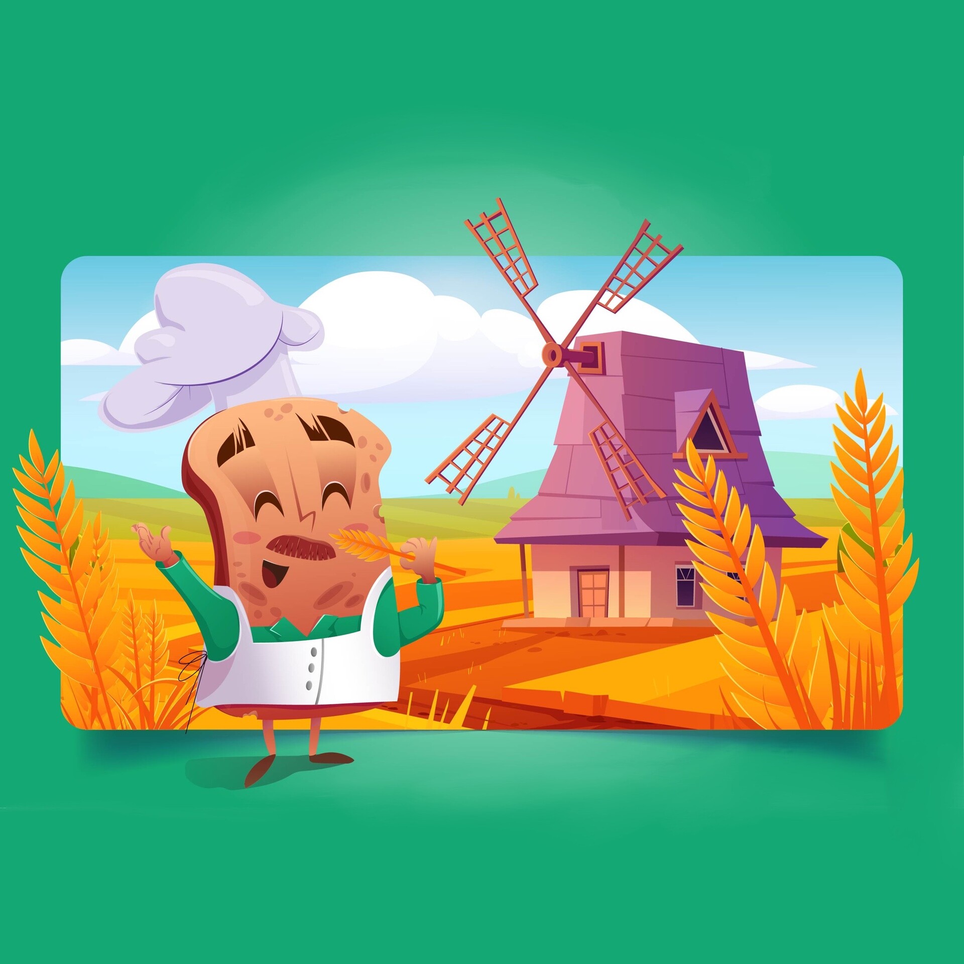 ArtStation - Mascot design for bakery. Mr Bread brand character