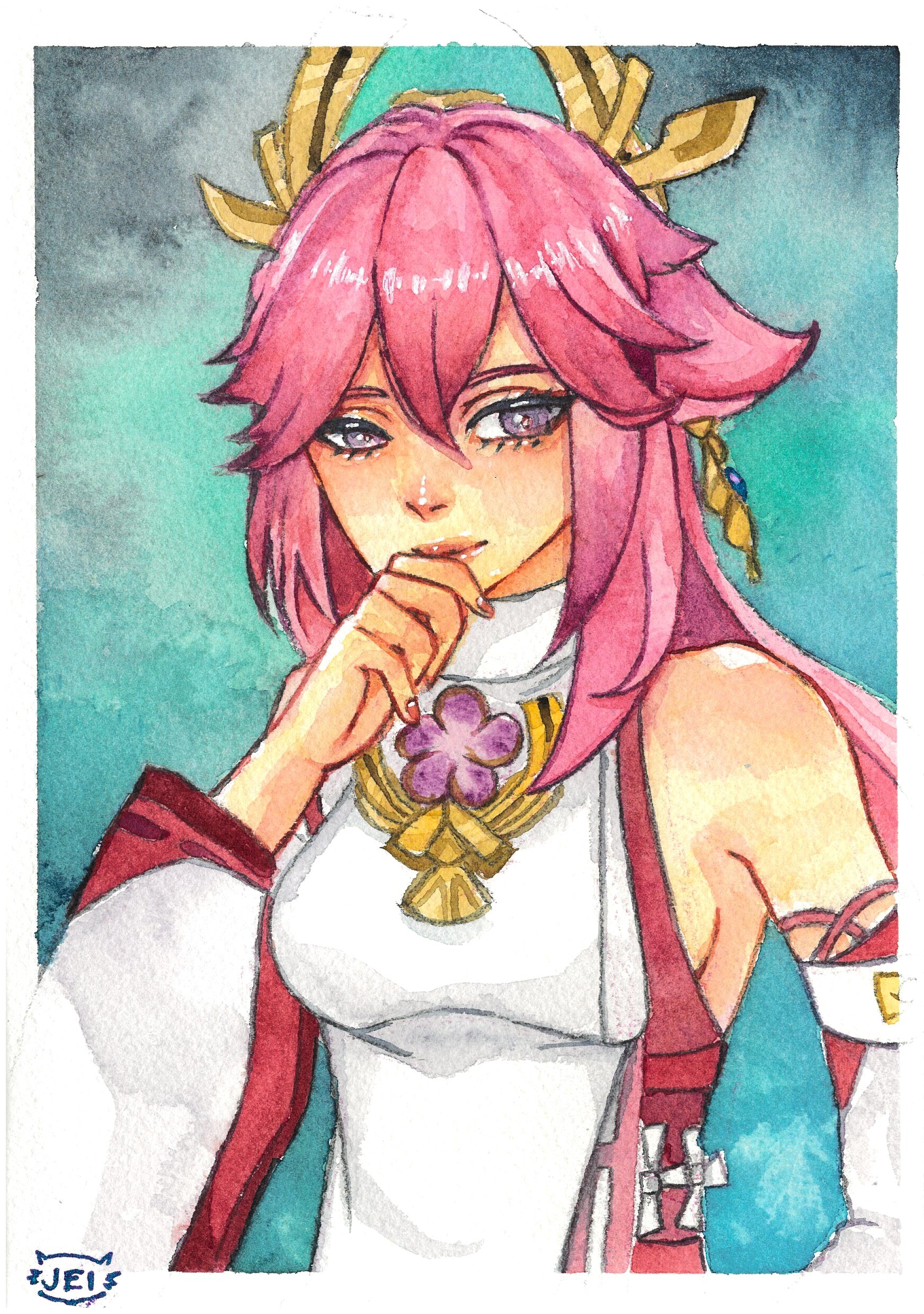 ArtStation - Yae Sakura in Watercolour