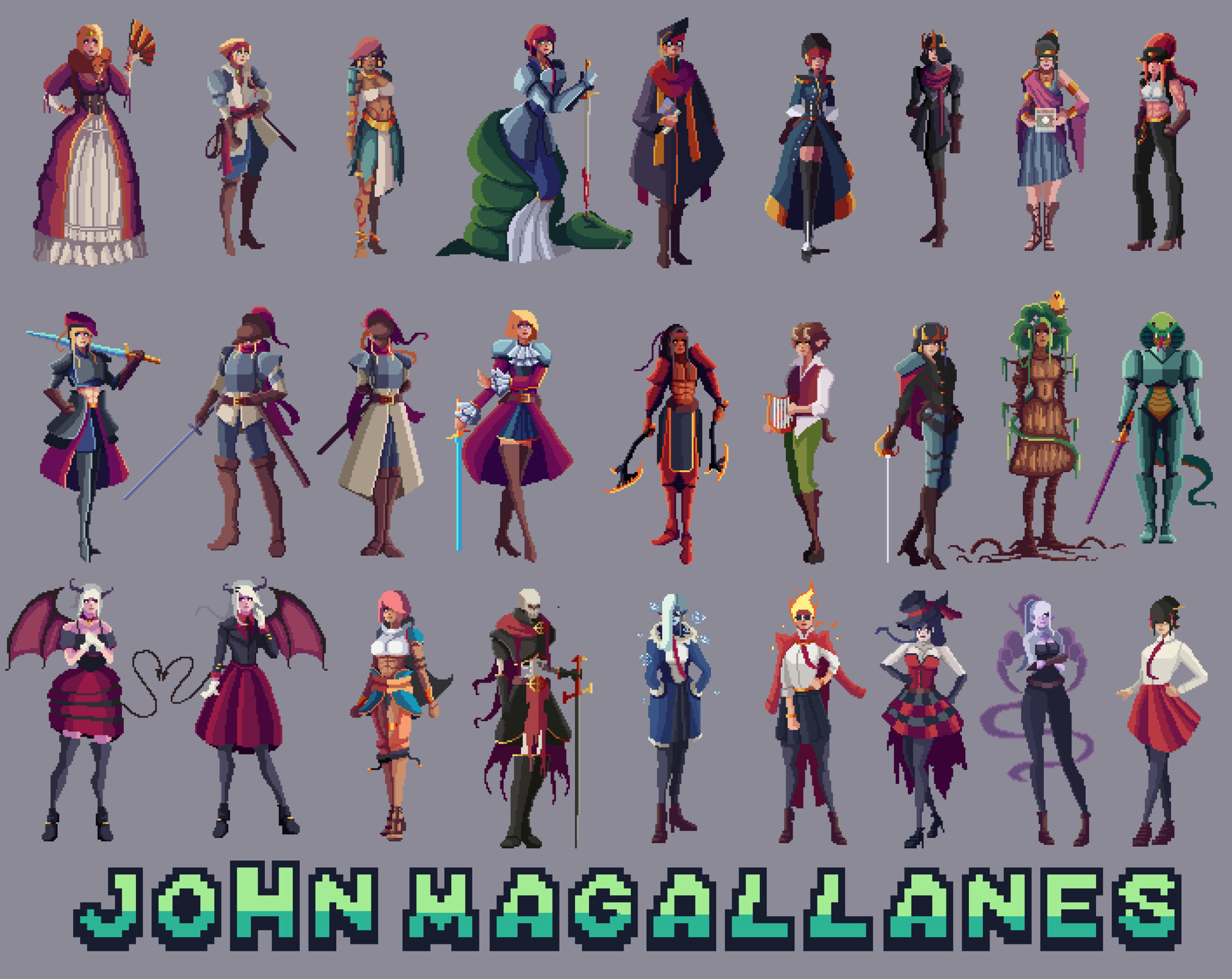 ArtStation - Pixel Art Silhouetes Character Design