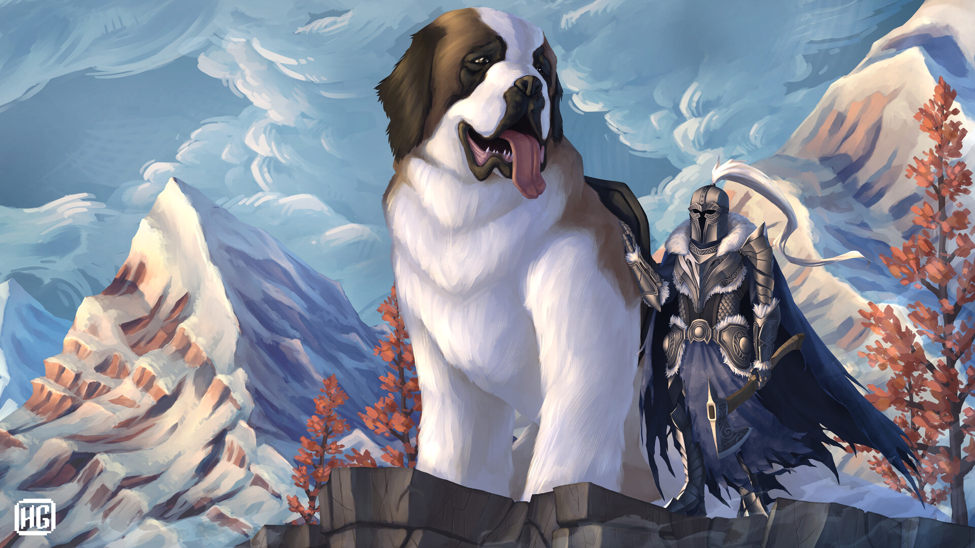 ArtStation - Knight and the St. Bernard