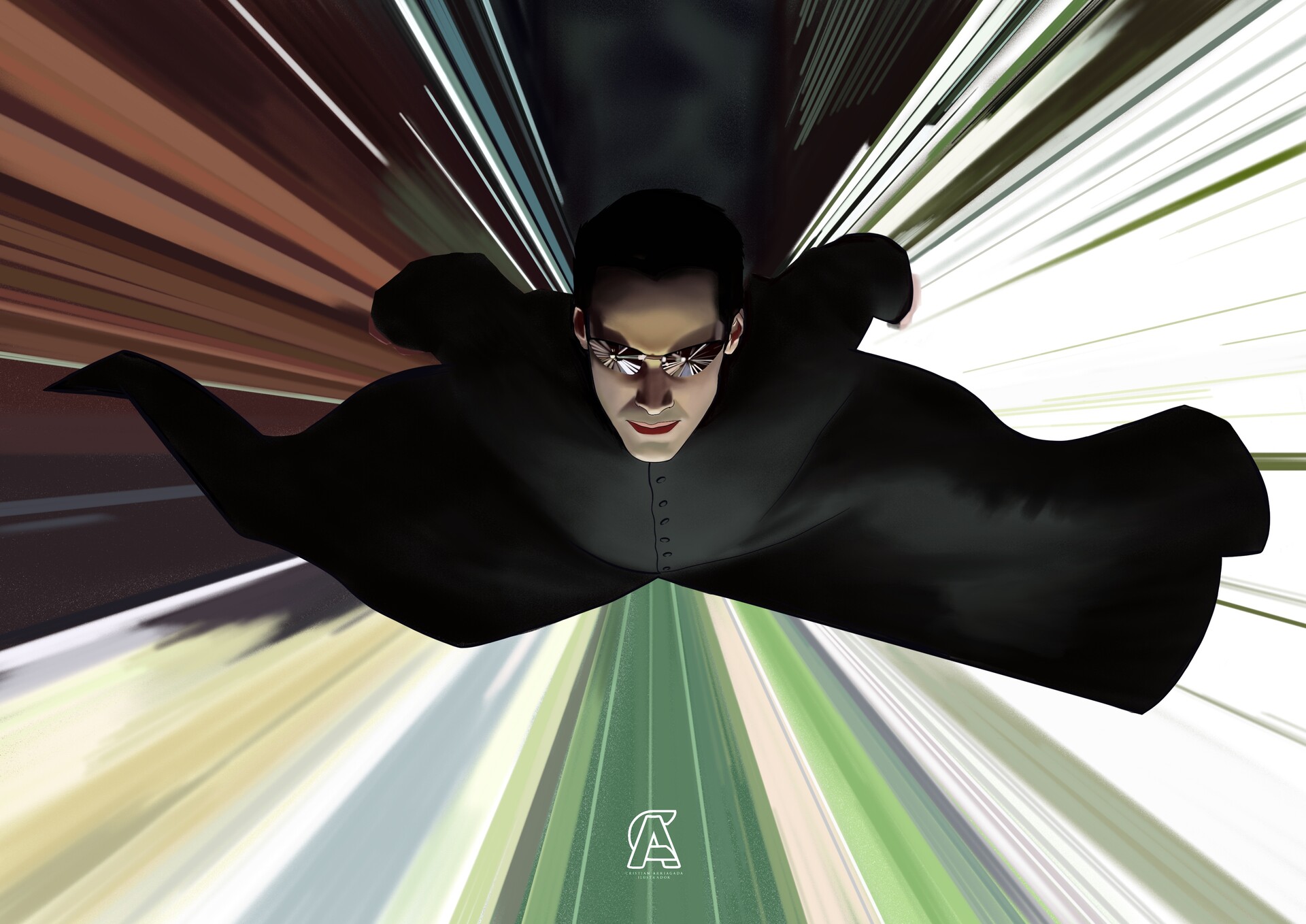 ArtStation - Illustration of Neo (Keanu Reeves) from the movie Matrix