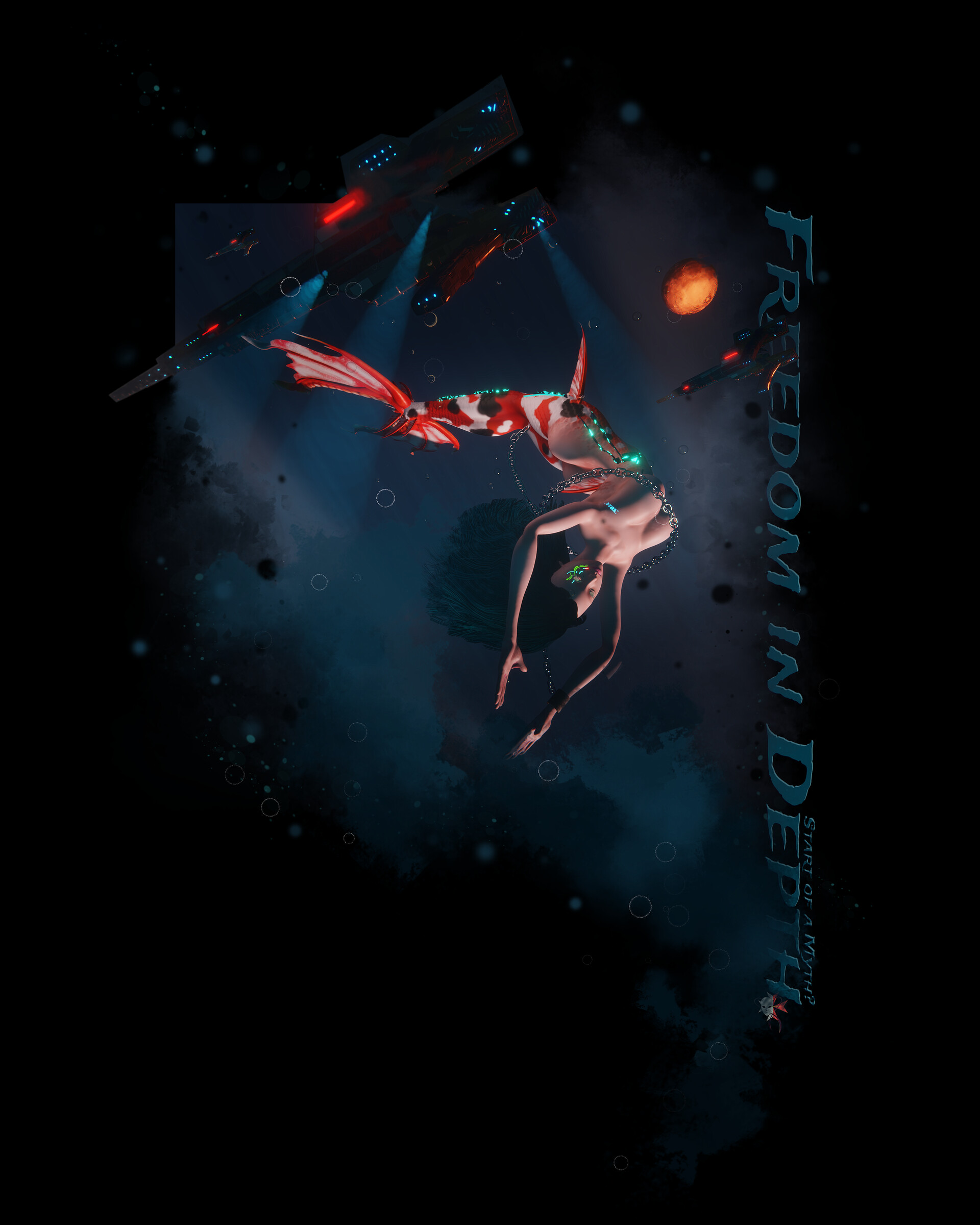 ArtStation - Cyber Mermaid - Freedom in Depth and Start of a Myth. No Ai
