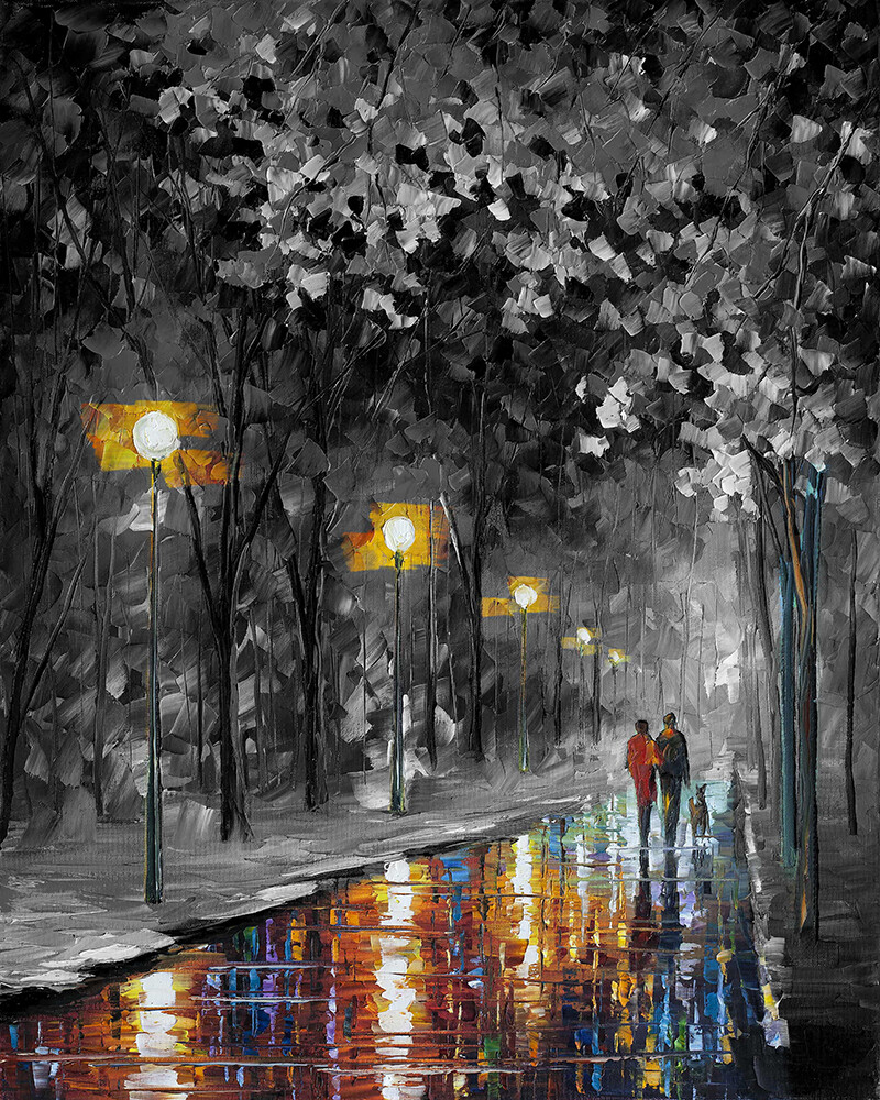 ArtStation - NIGHT STROLL — oil painting on canvas