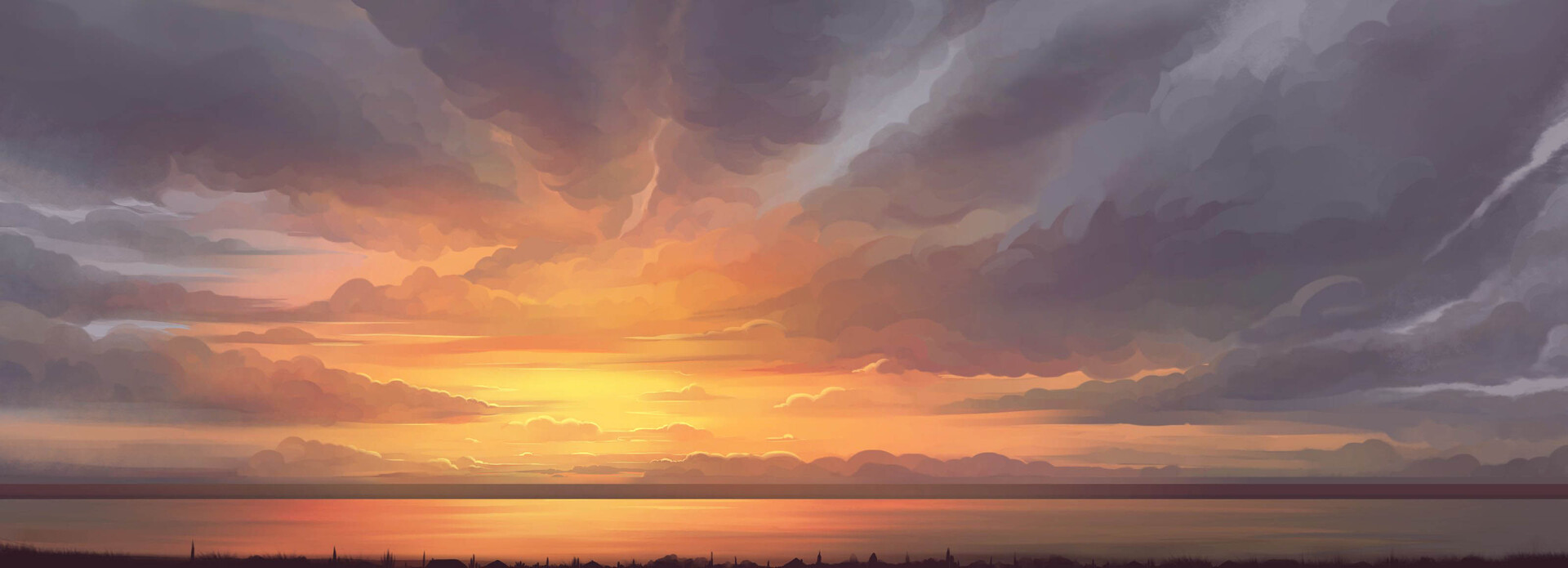 ArtStation - Sunset drawing practice