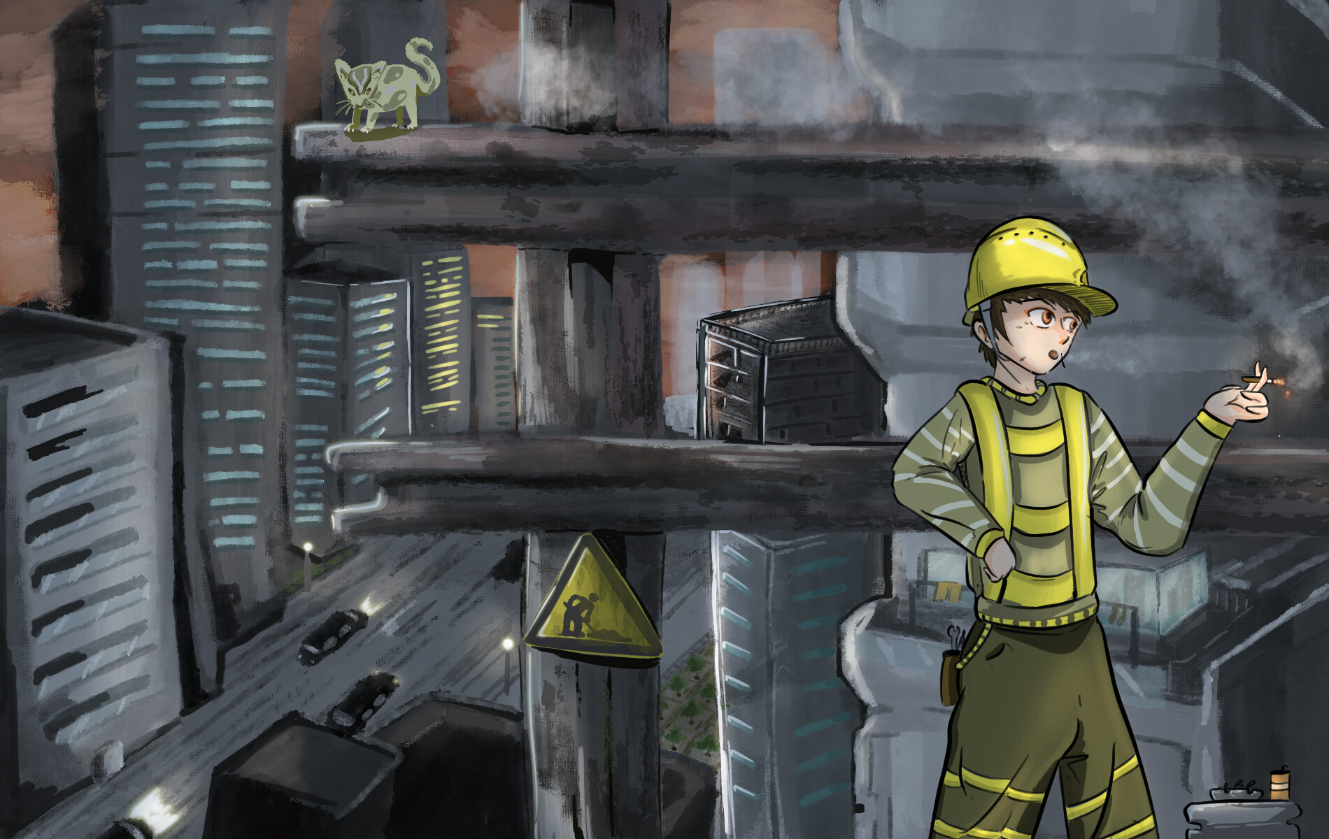 ArtStation - construction site anime