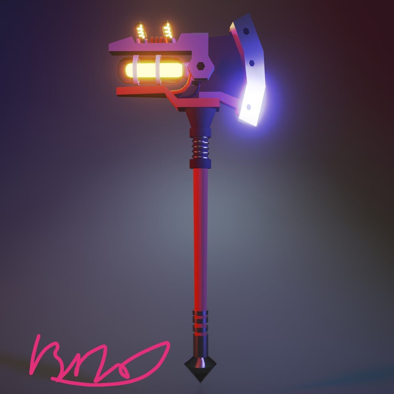 ArtStation - Low poly steampunk axe