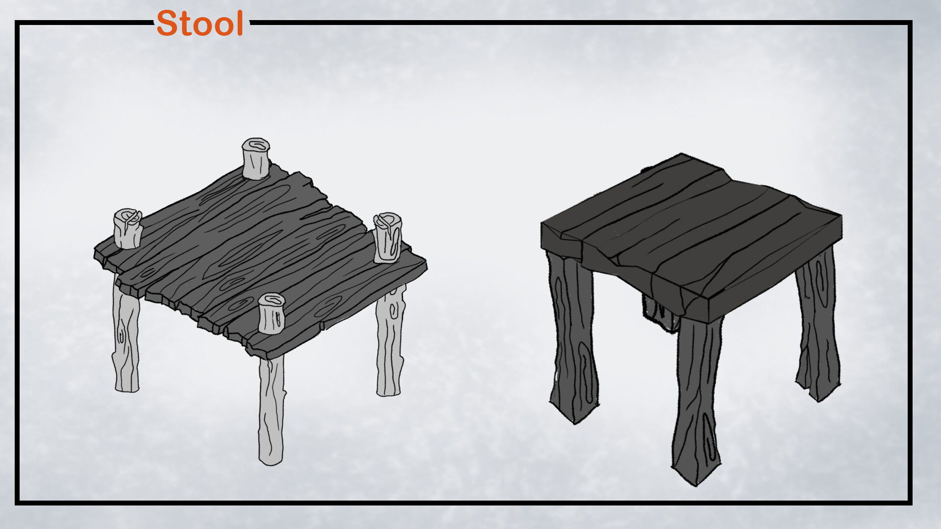 ArtStation - Wooden Stool Prop Concept Art