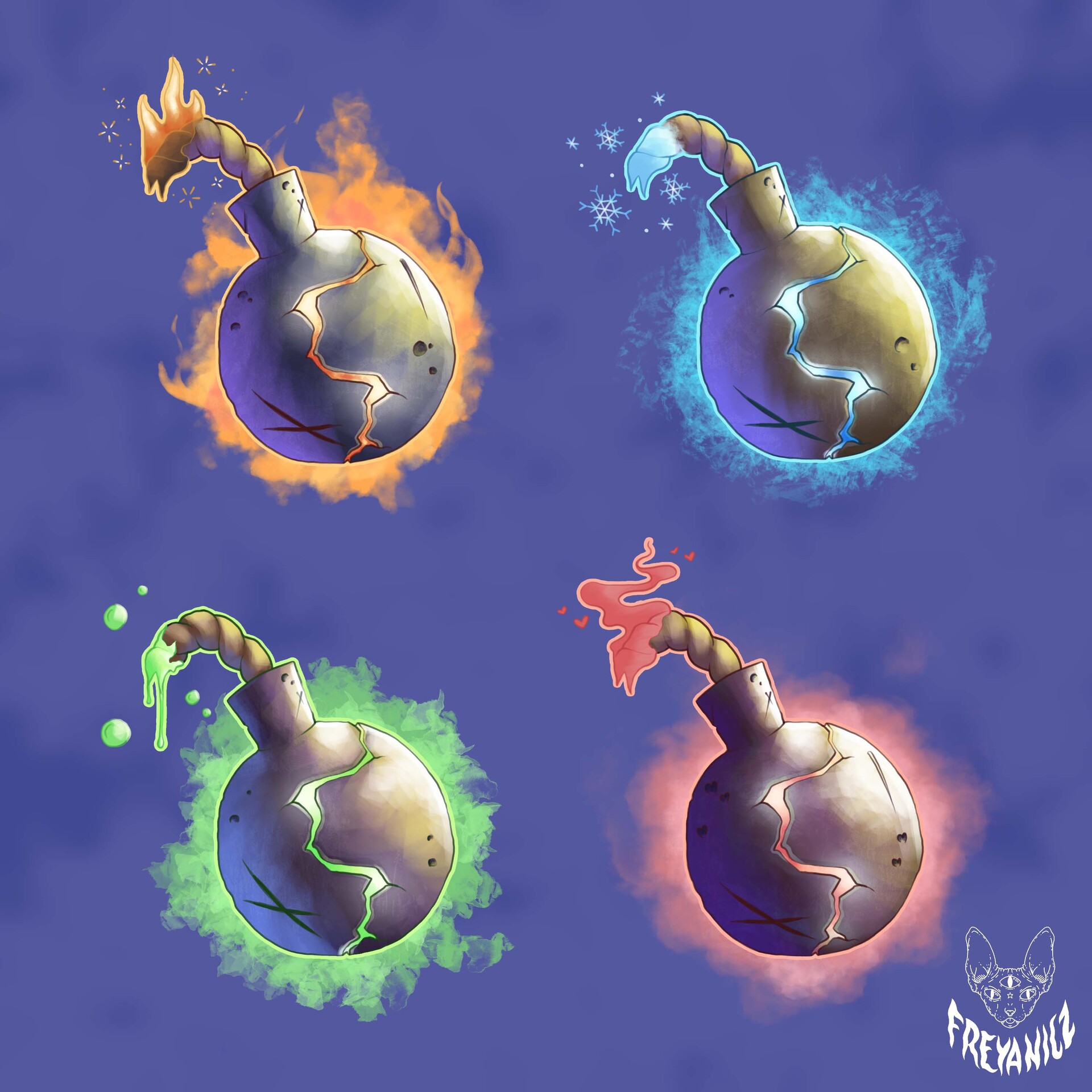 ArtStation - Elemental Bombs | In-Game Assets & Items