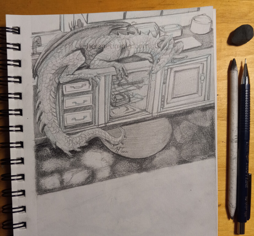 ArtStation - Kitchen Dragon Sketch