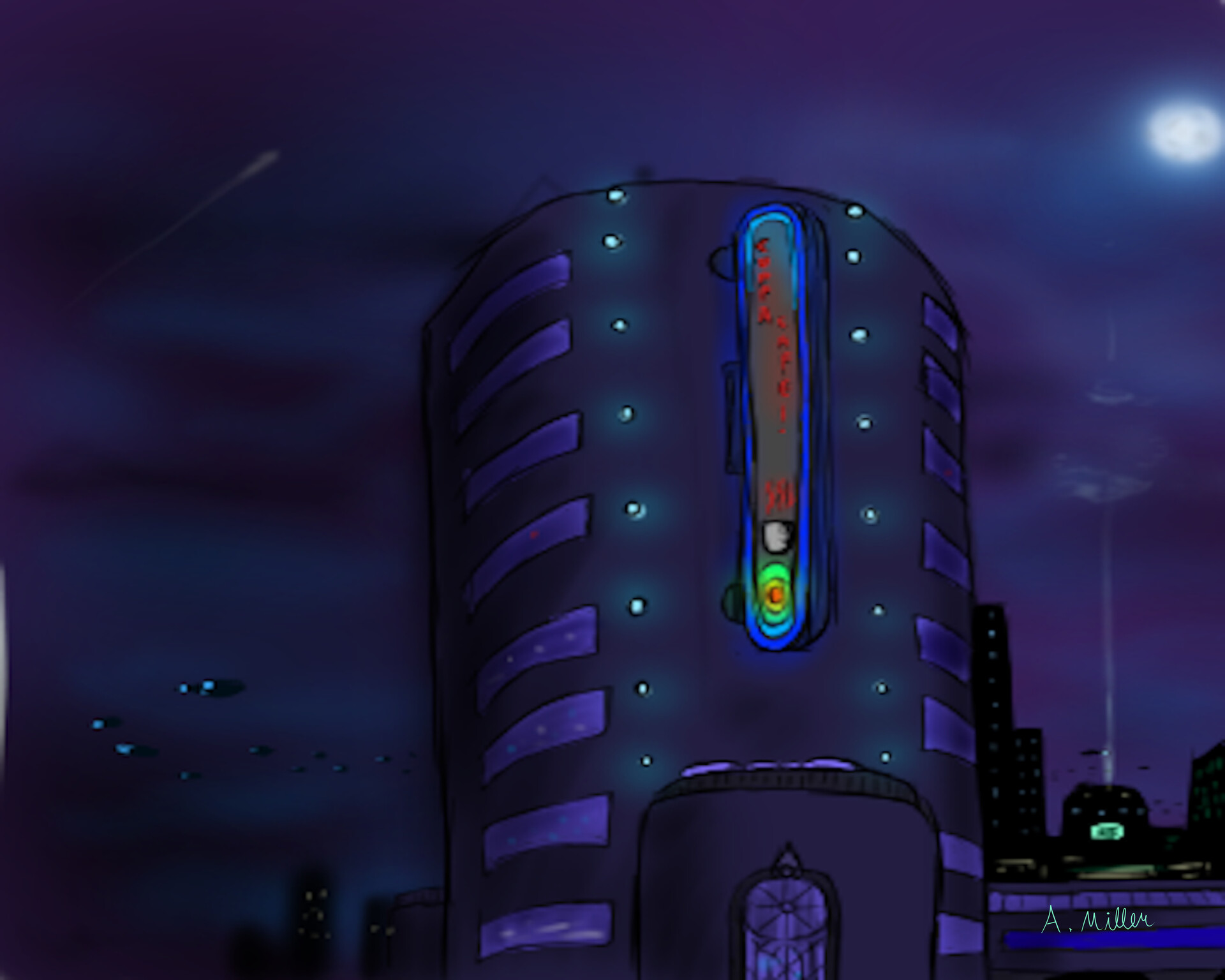 ArtStation - old neon building