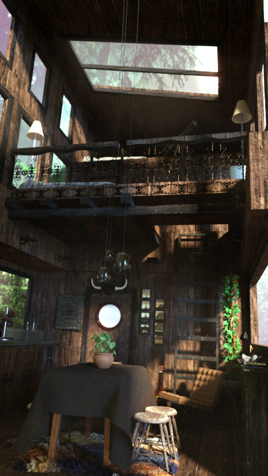 ArtStation - Lux treehouse based cabin