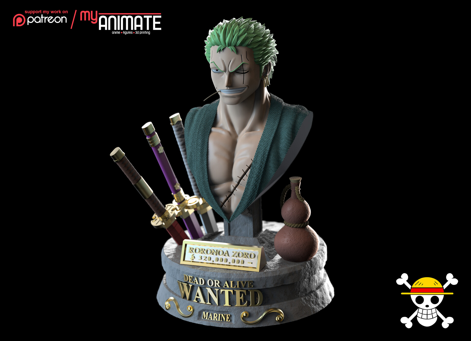 ArtStation - Zoro Bust from One Piece - 3D Printable Figure