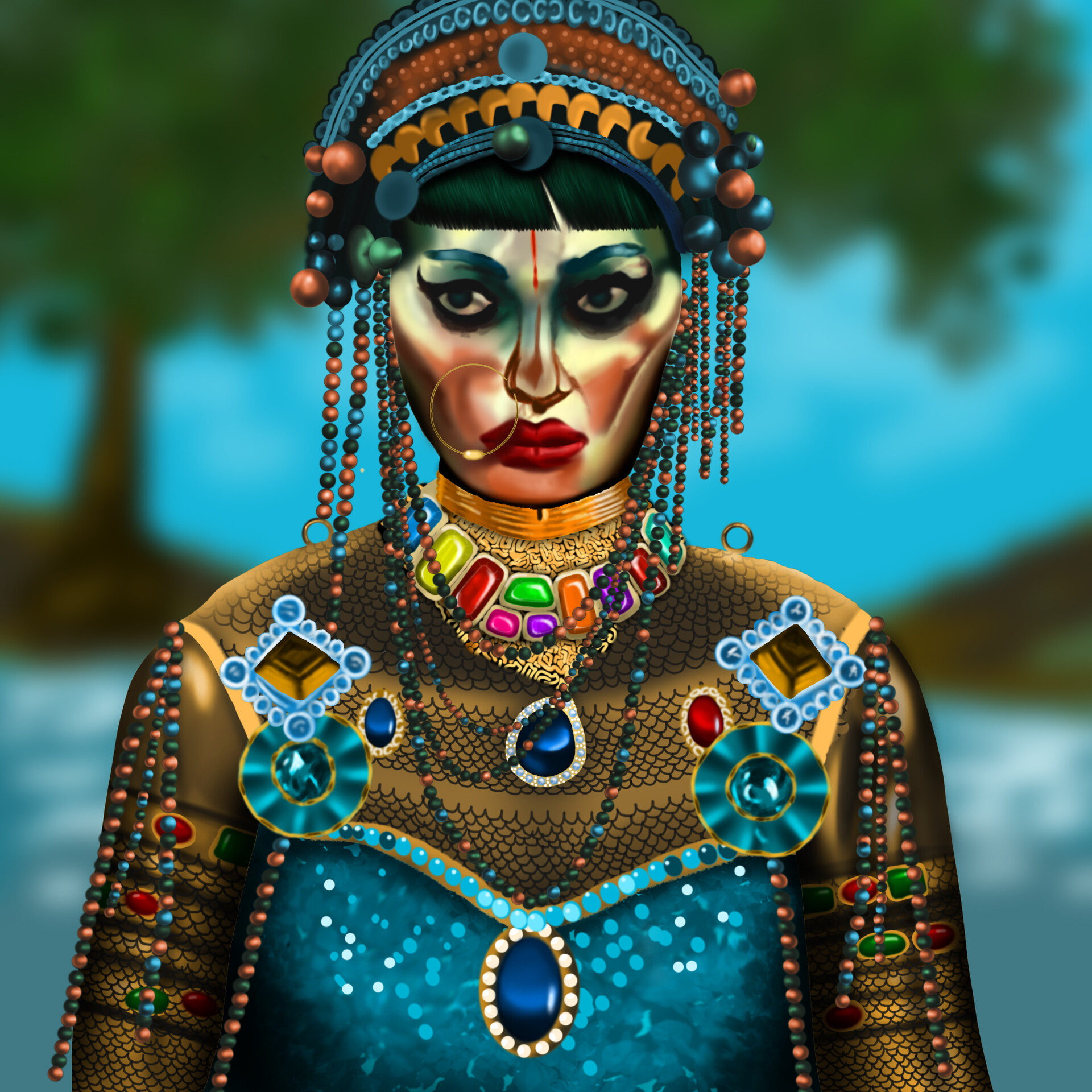 ArtStation - Digital painting of Golden woman