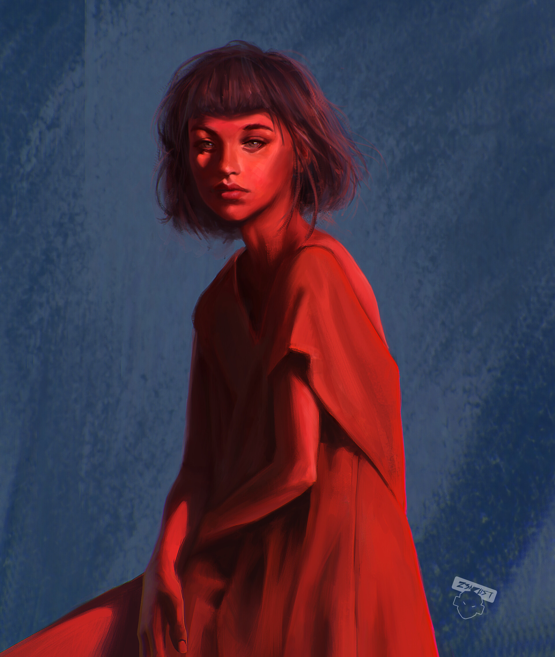 ArtStation - Red Light Portrait Study