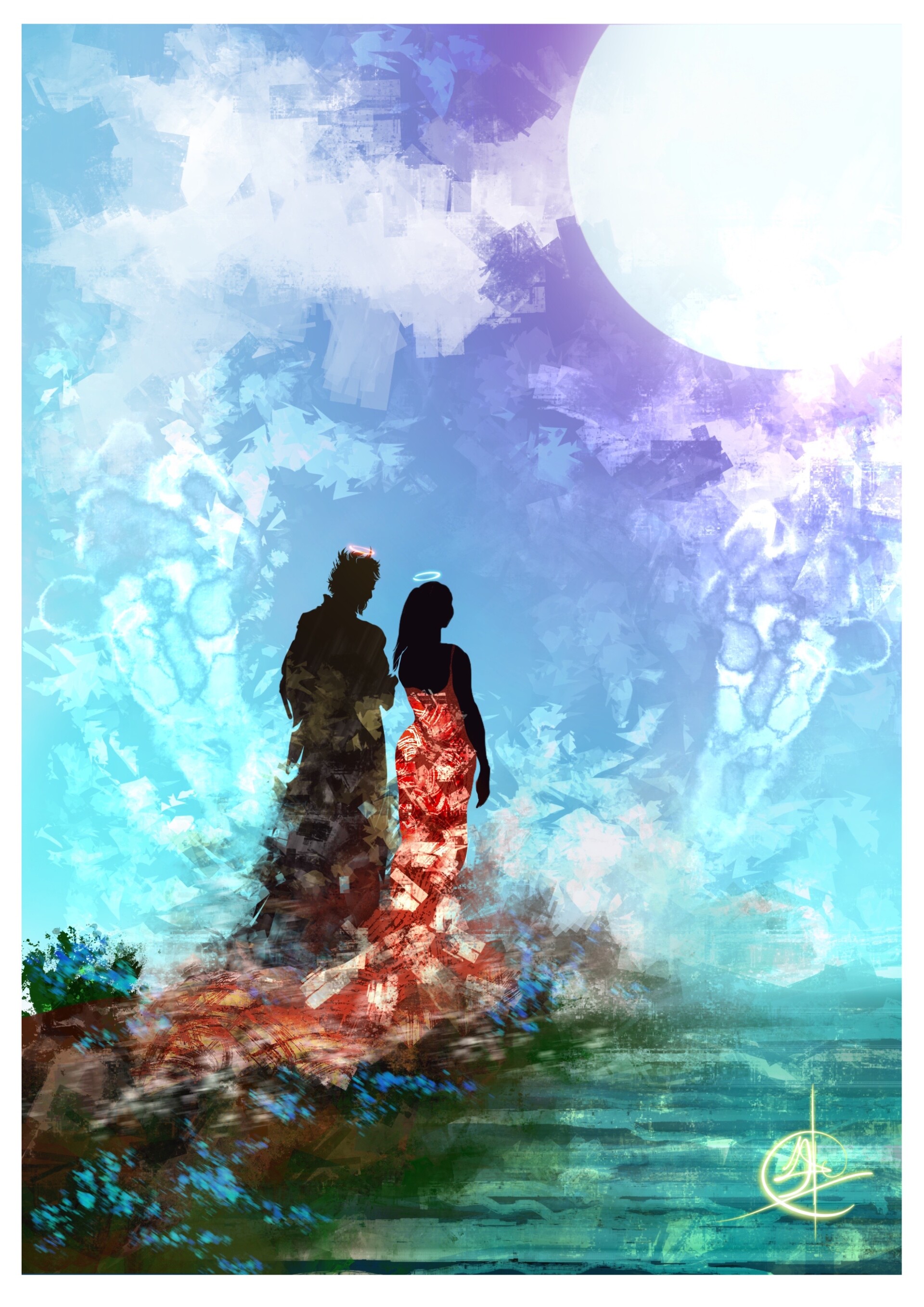 water and fire couple wallpaper