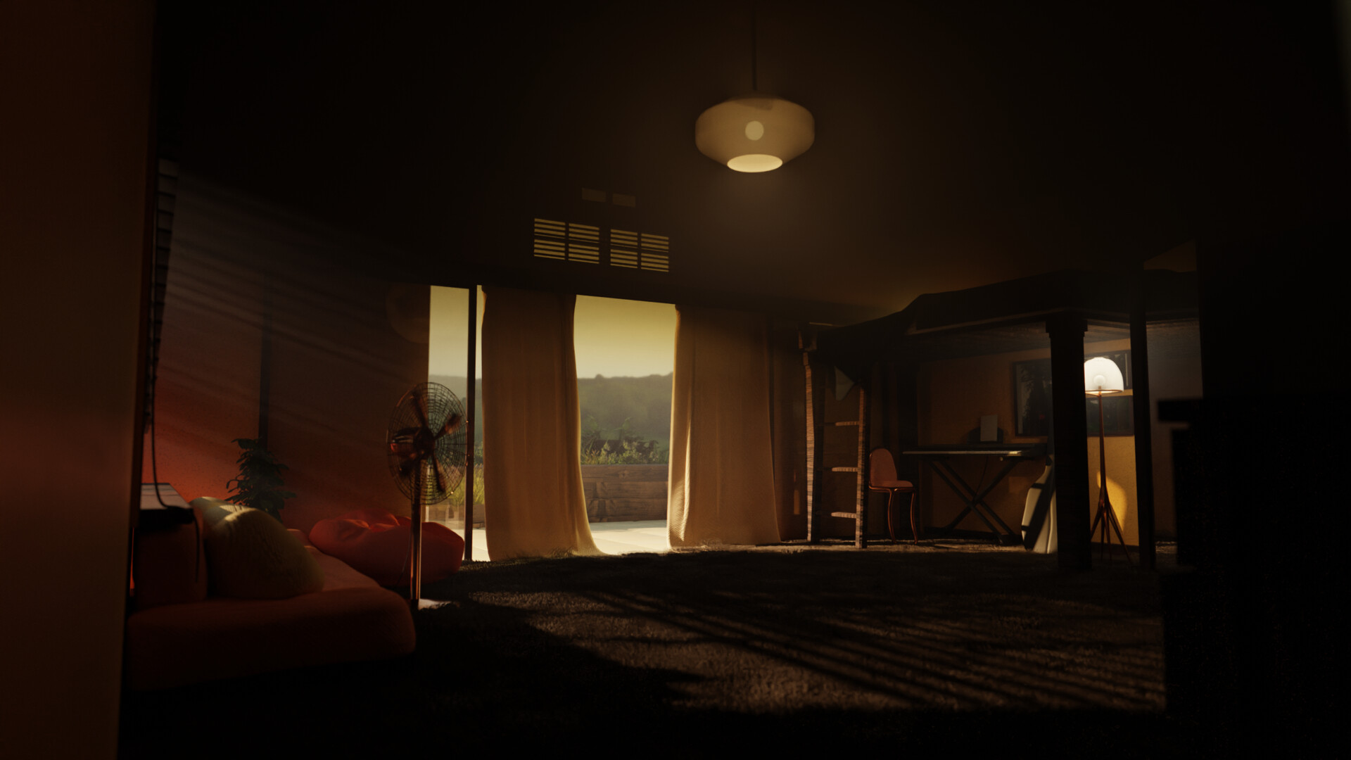 ArtStation - Sun set Bedroom