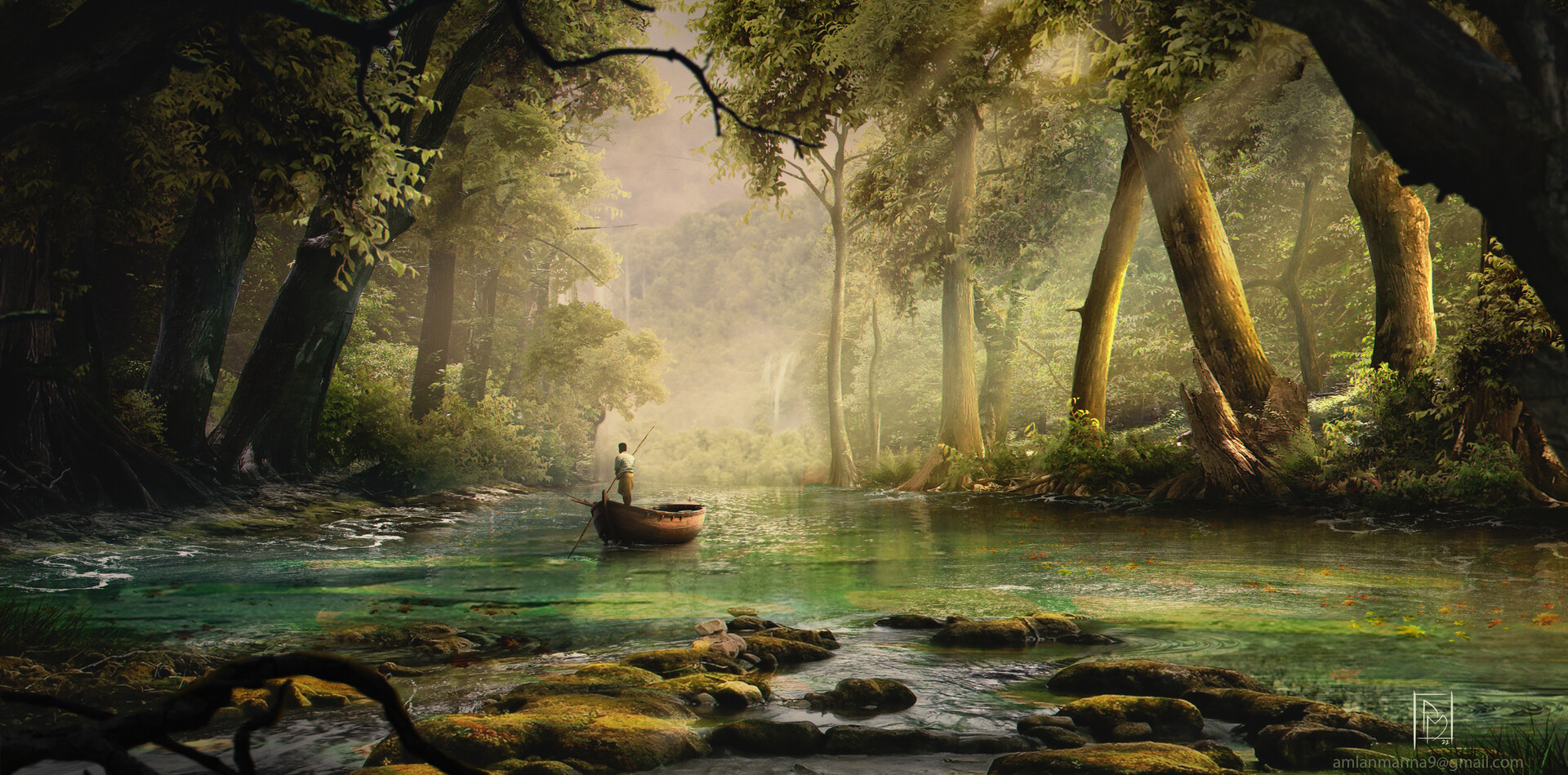 amlan-manna-boat-on-jugle-water-r013.jpg (1920×949) 傍晚在河边 -花瓣网