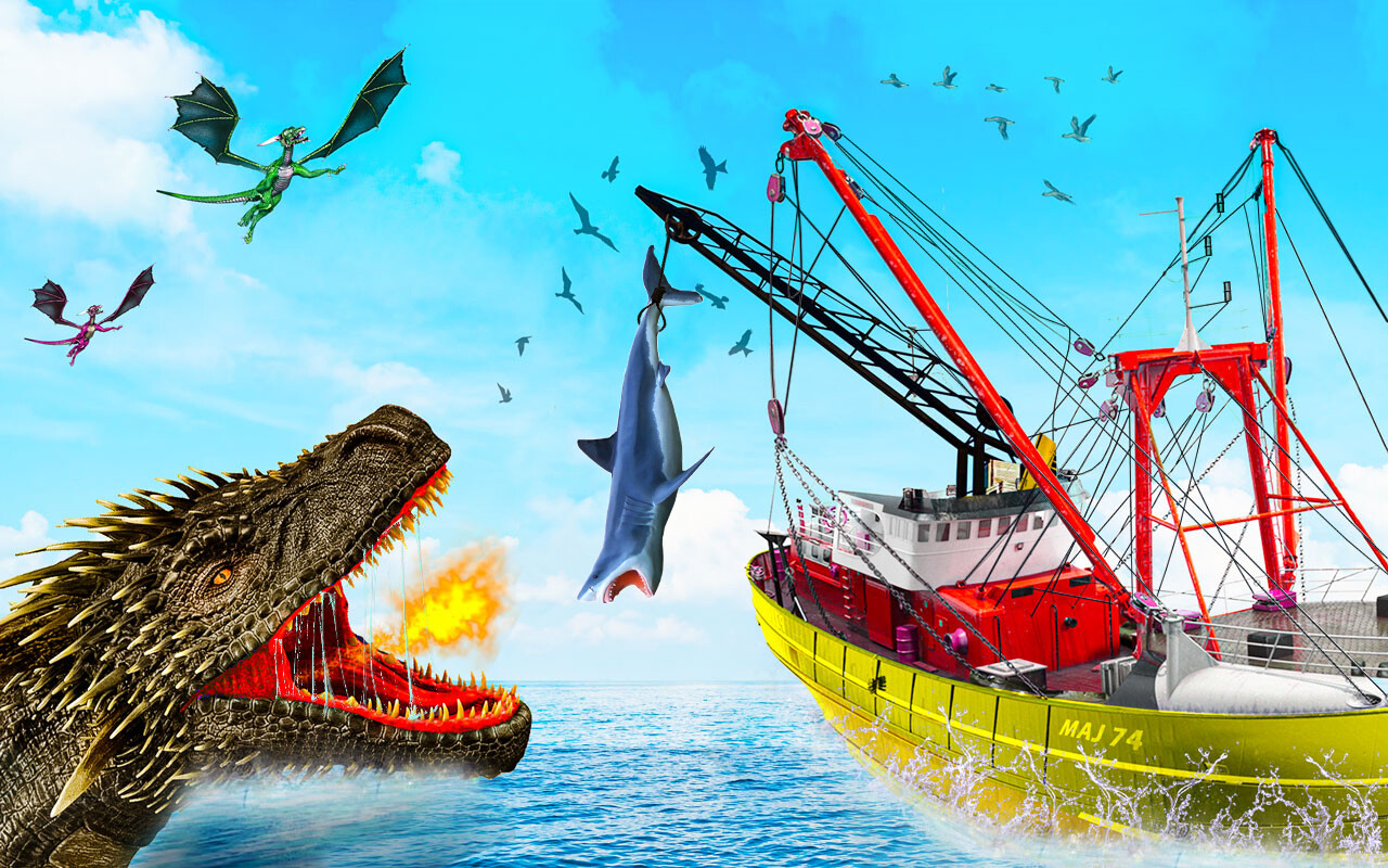 ArtStation - Dragon Attack on Ship Dolphin Game Render, Screenshot ...